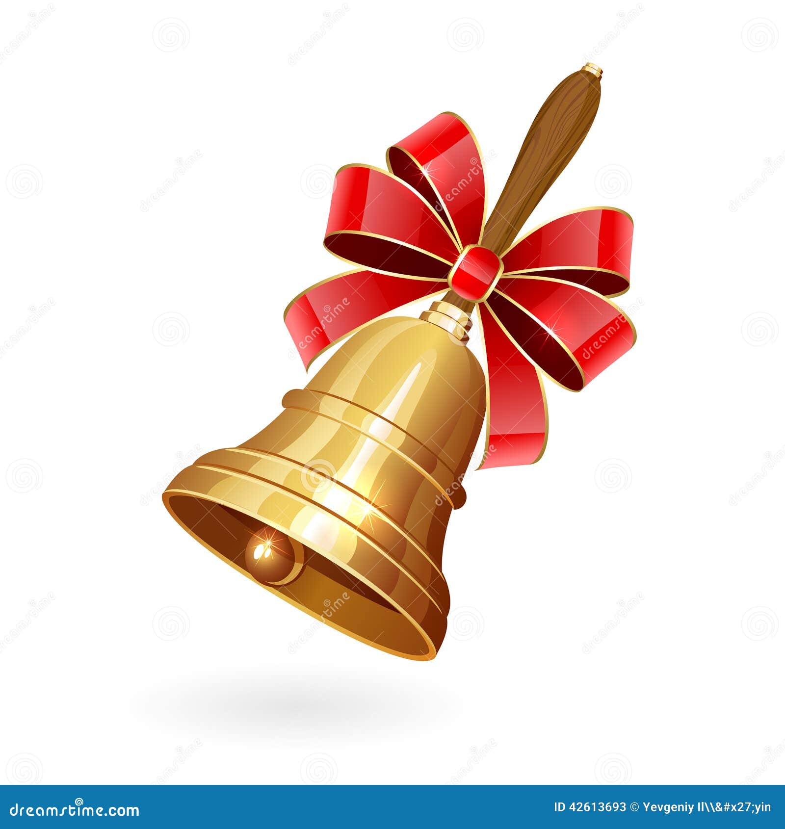 School Bell Vector Illustration. Bell For The Lesson With Pink Bow ...