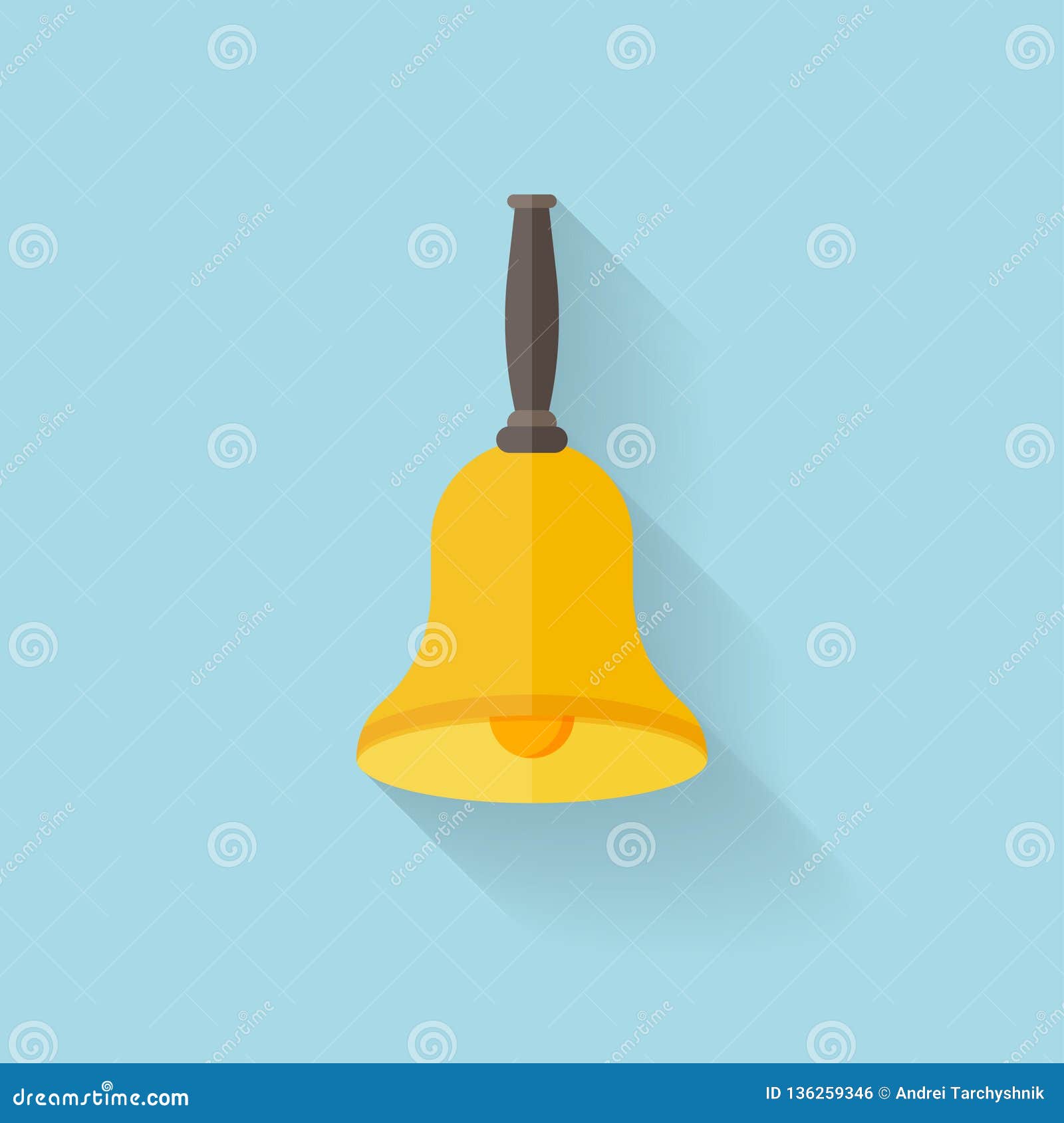 School Bell Flat Icon Vector Illustration. Stock Vector - Illustration ...