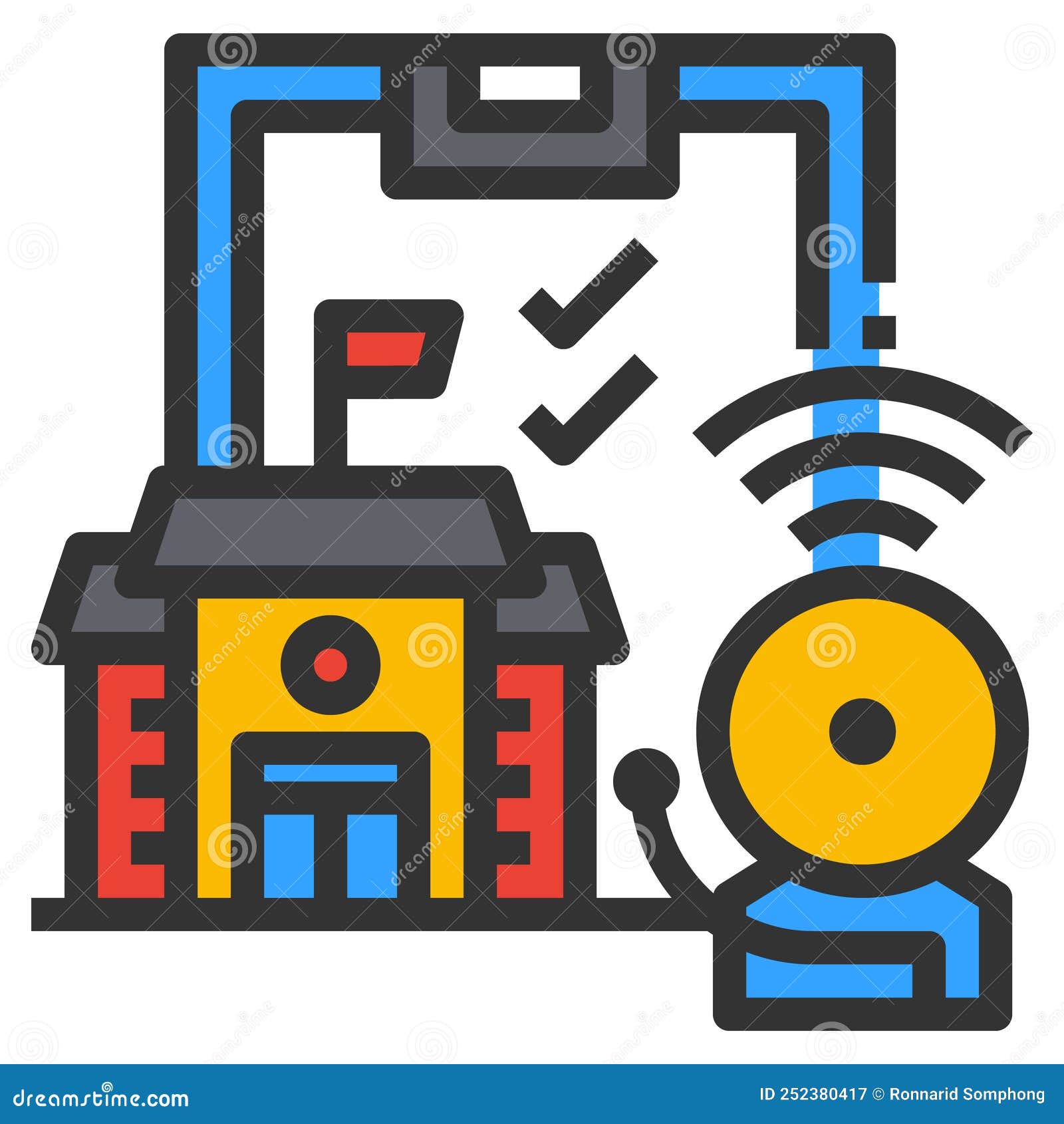 School bell icon vector stock vector. Illustration of vector - 252380417