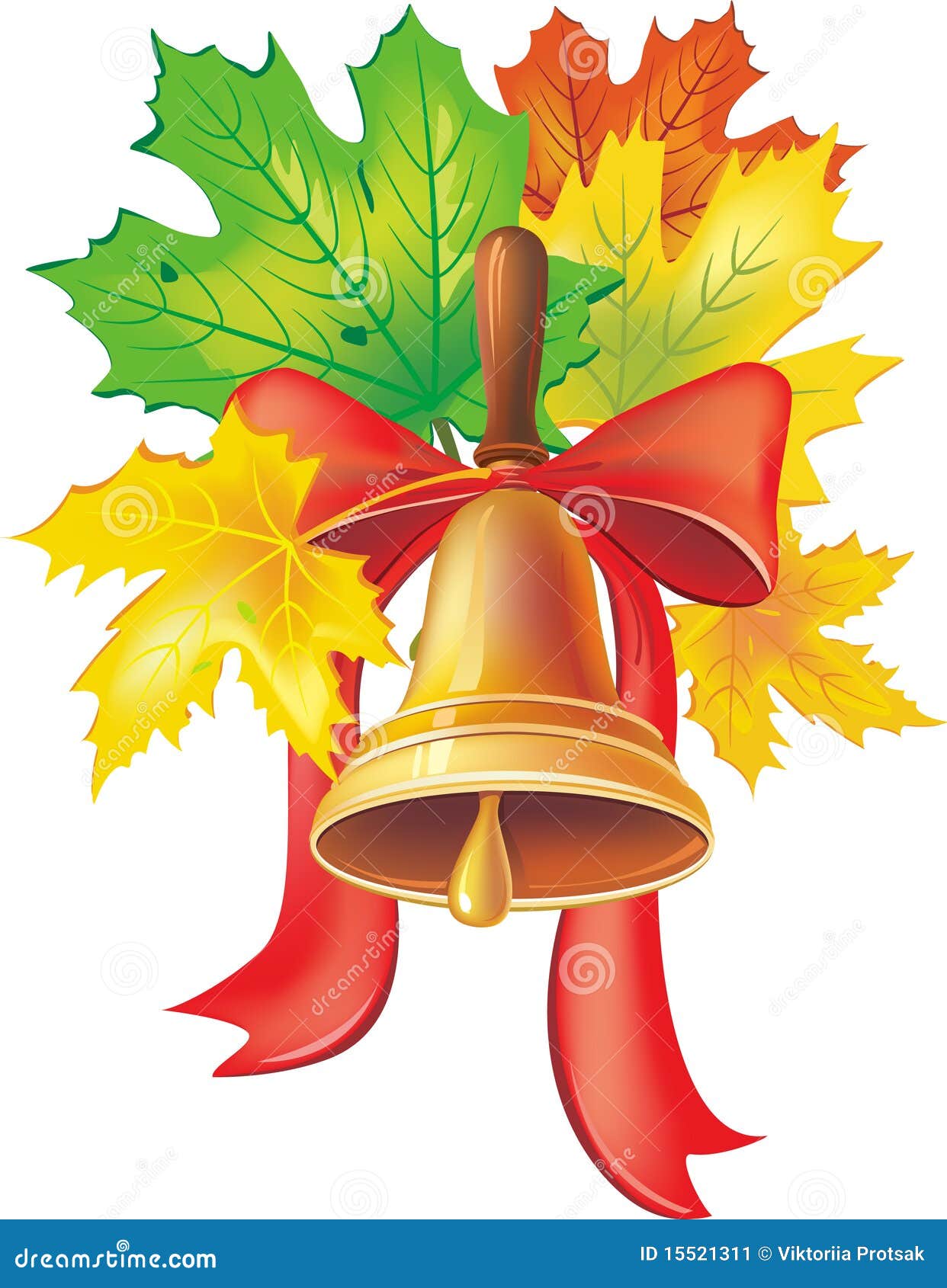 School Bell, Ring Vector. Ringing Classic Electric Bell And Hand Gold ...