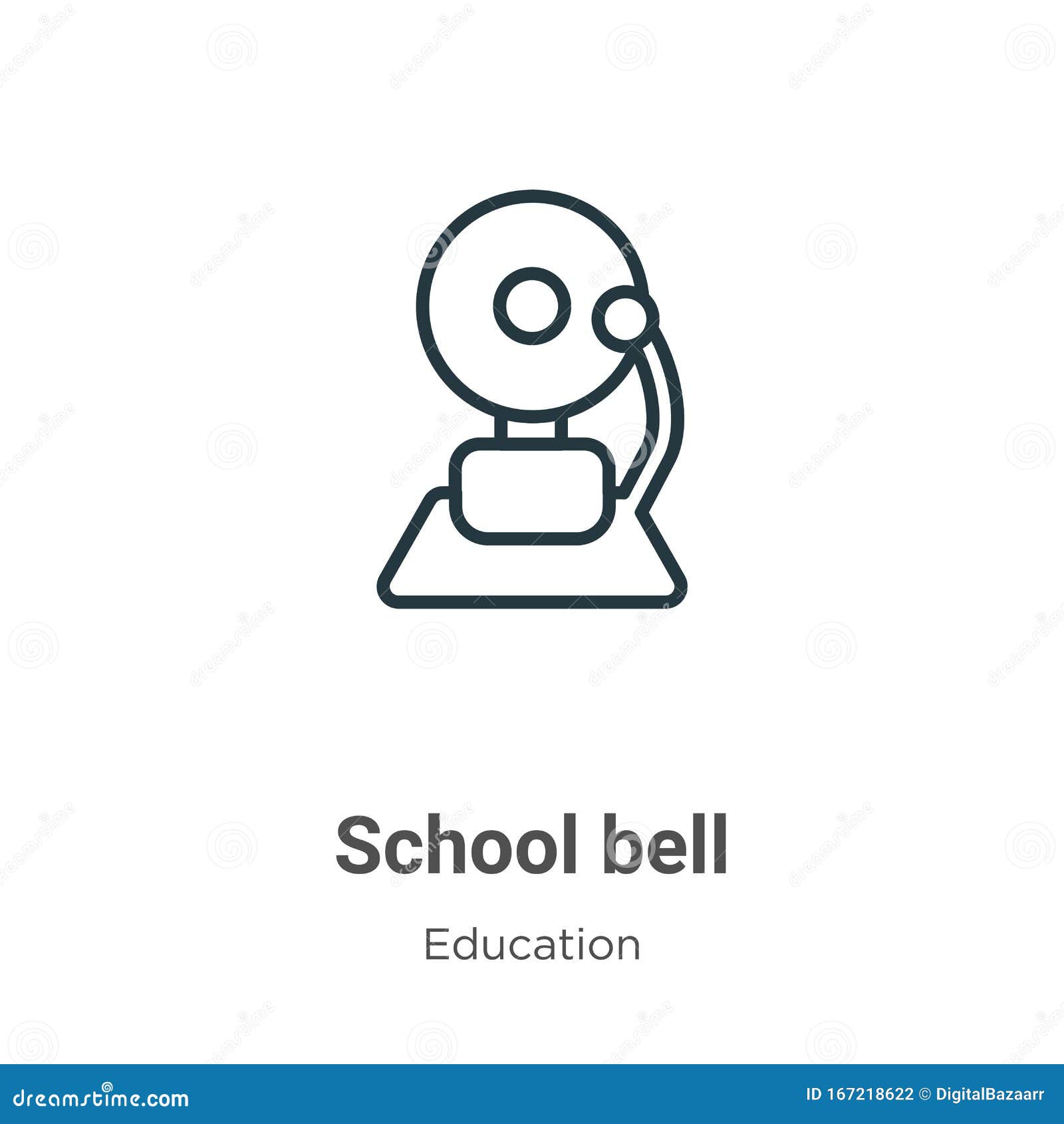 School Bell Outline Vector Icon. Thin Line Black School Bell Icon, Flat ...