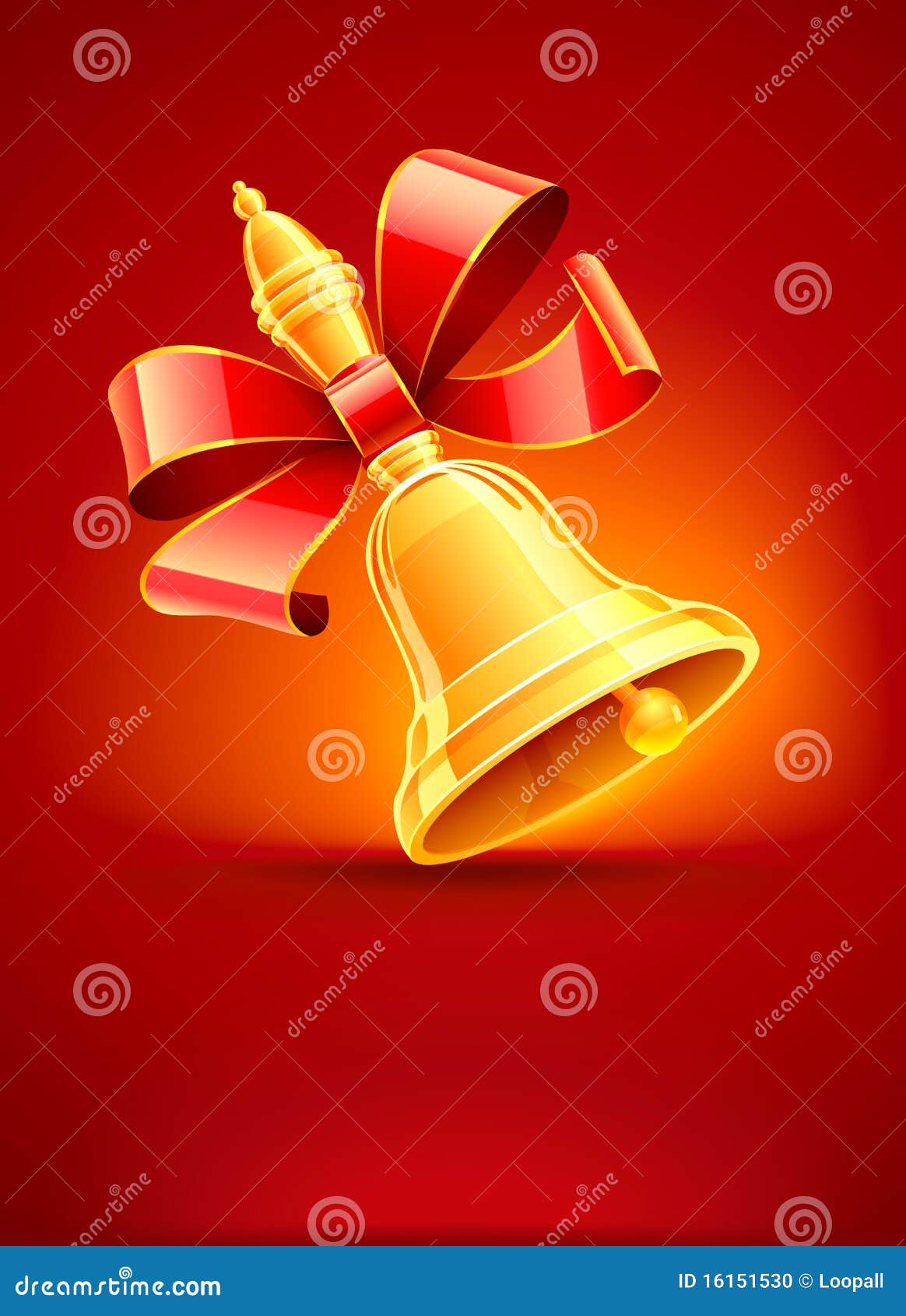 School Bell with Red Ribbon Stock Vector - Illustration of design, bell ...