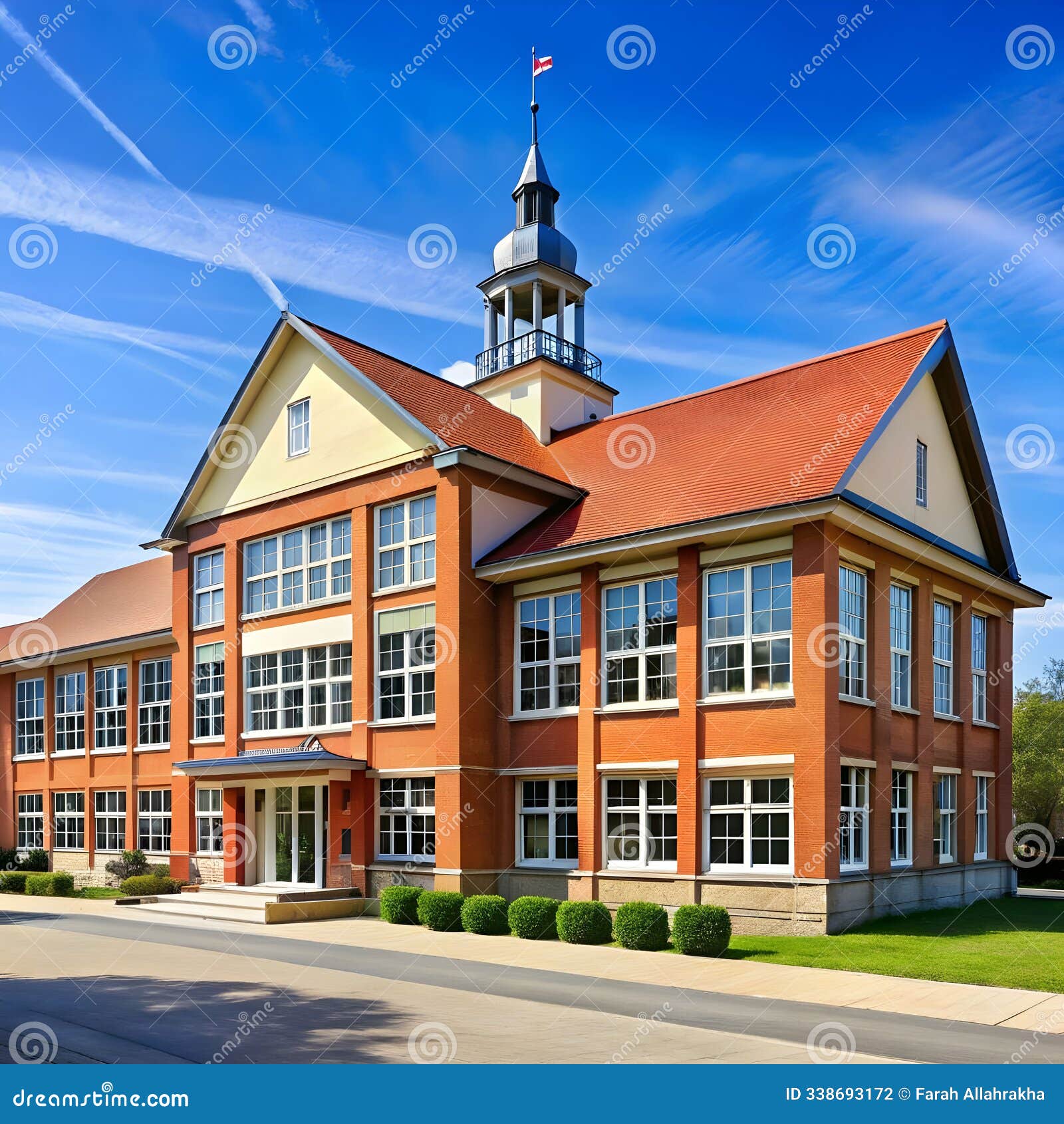 School Bilding with Color Background Stock Illustration - Illustration ...