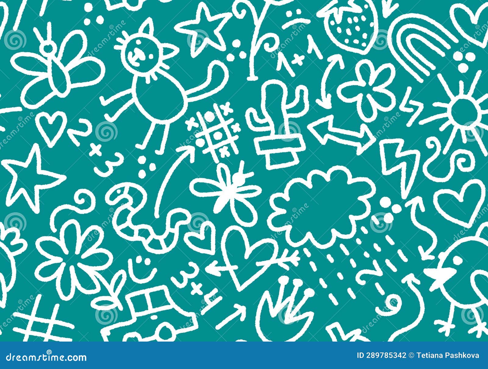 School Blackboard Doodle Seamless Scribble Chalk Pattern for Fabrics ...