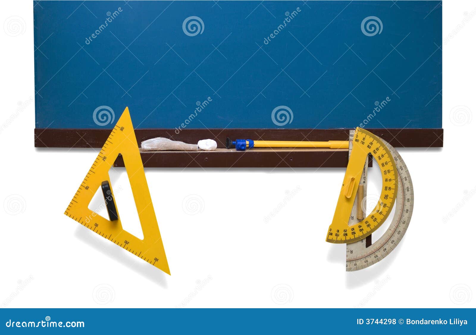 School Blackboard and Few Rulers Stock Photo - Image of cloth, white ...