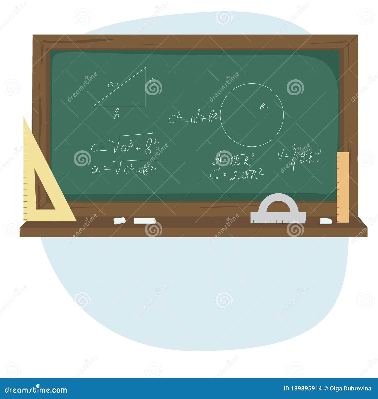 A School Blackboard with Written Formulas and Math Numbers. it`s Time ...