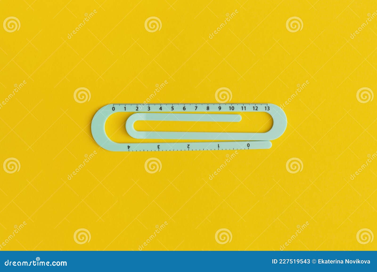 School Blue Ruler on Yellow Background. Top View with Copy Space. Flat ...