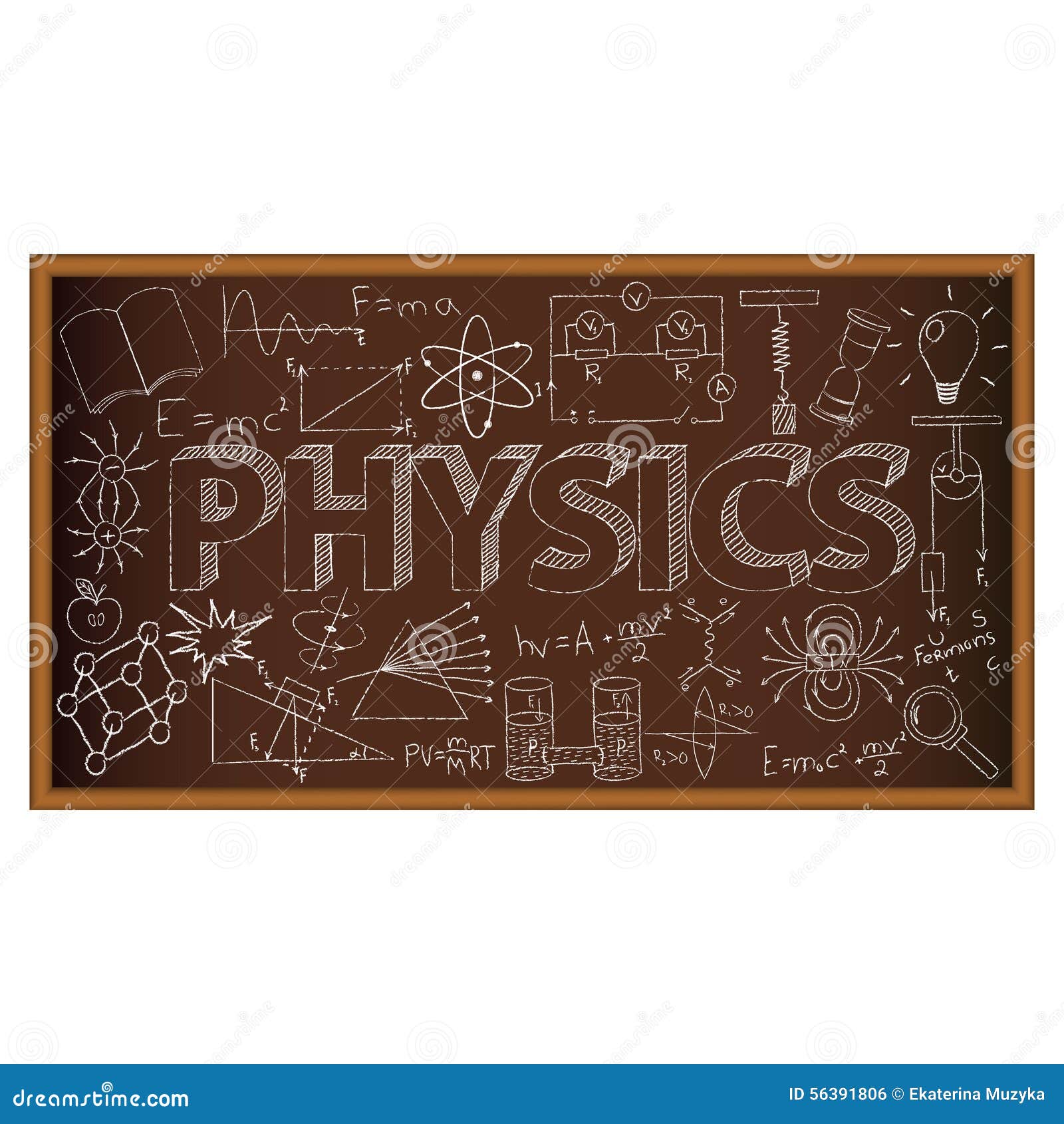 School Board Doodle with Physics Symbols. Vector Stock Vector ...