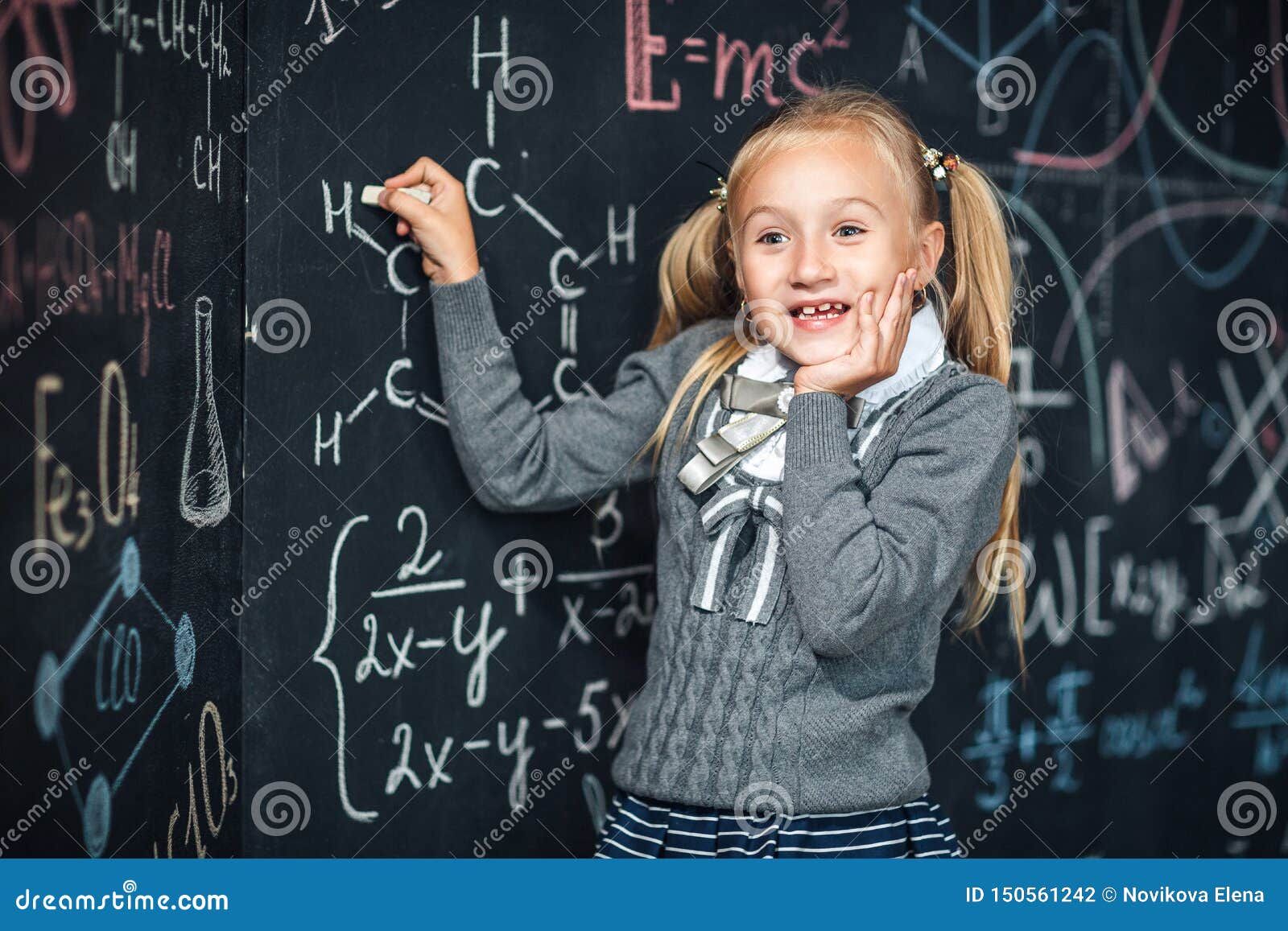 School Board, Math Formula, Schoolgirl with Very Surprised Face Stock ...