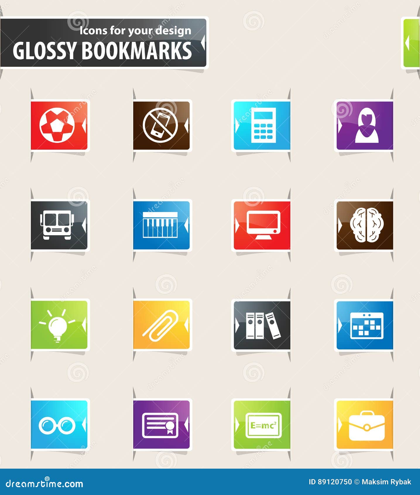 School Bookmark Icons stock vector. Illustration of learning - 89120750