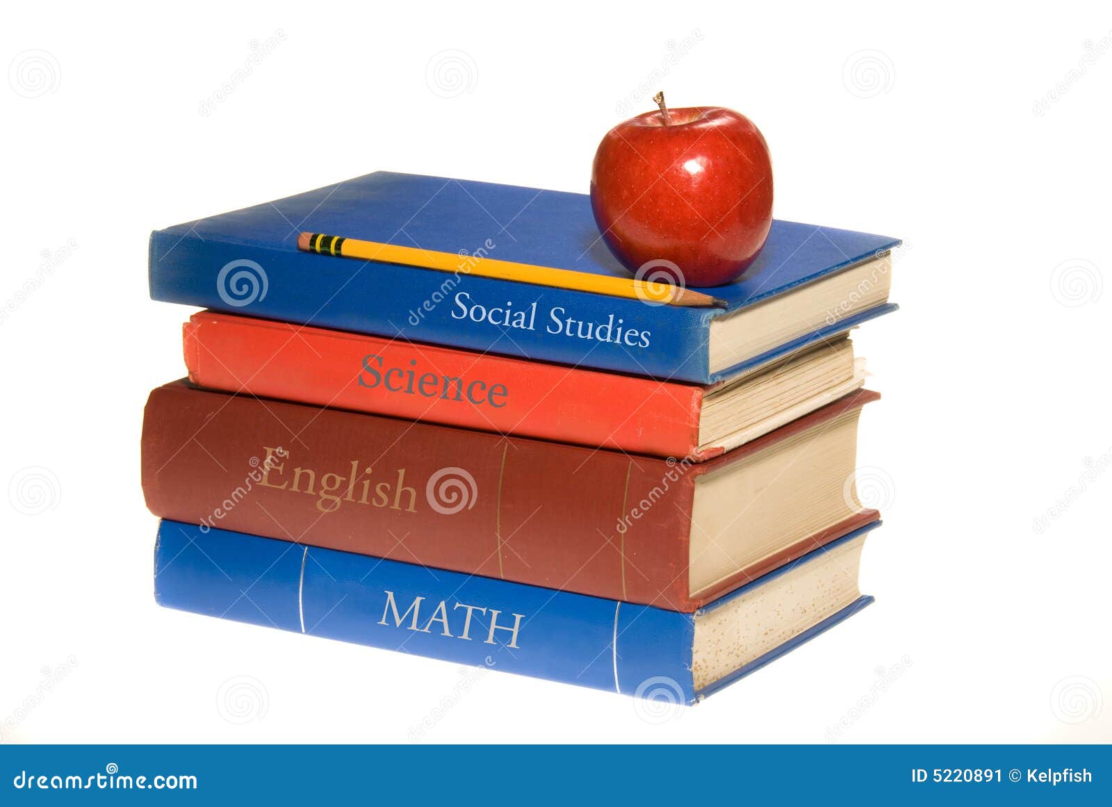 School books and apple stock image. Image of books, math - 5220891