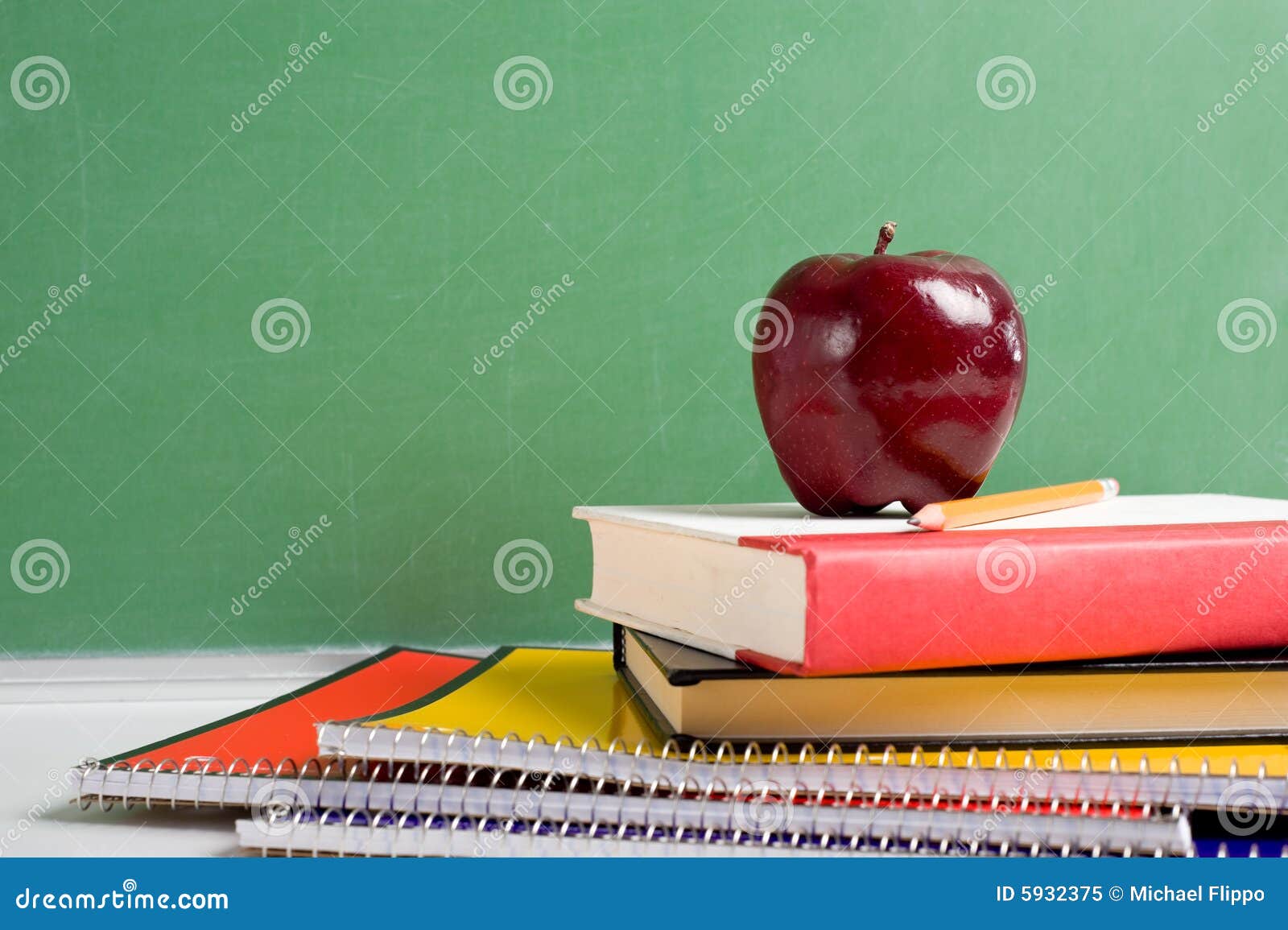 School Books and an Apple stock image. Image of gift, objects - 5932375