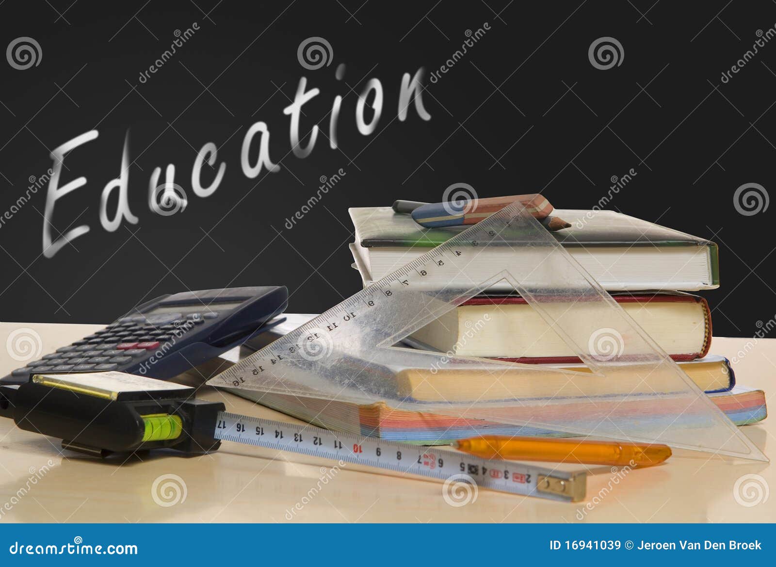 School books on desk stock image. Image of classroom - 16941039