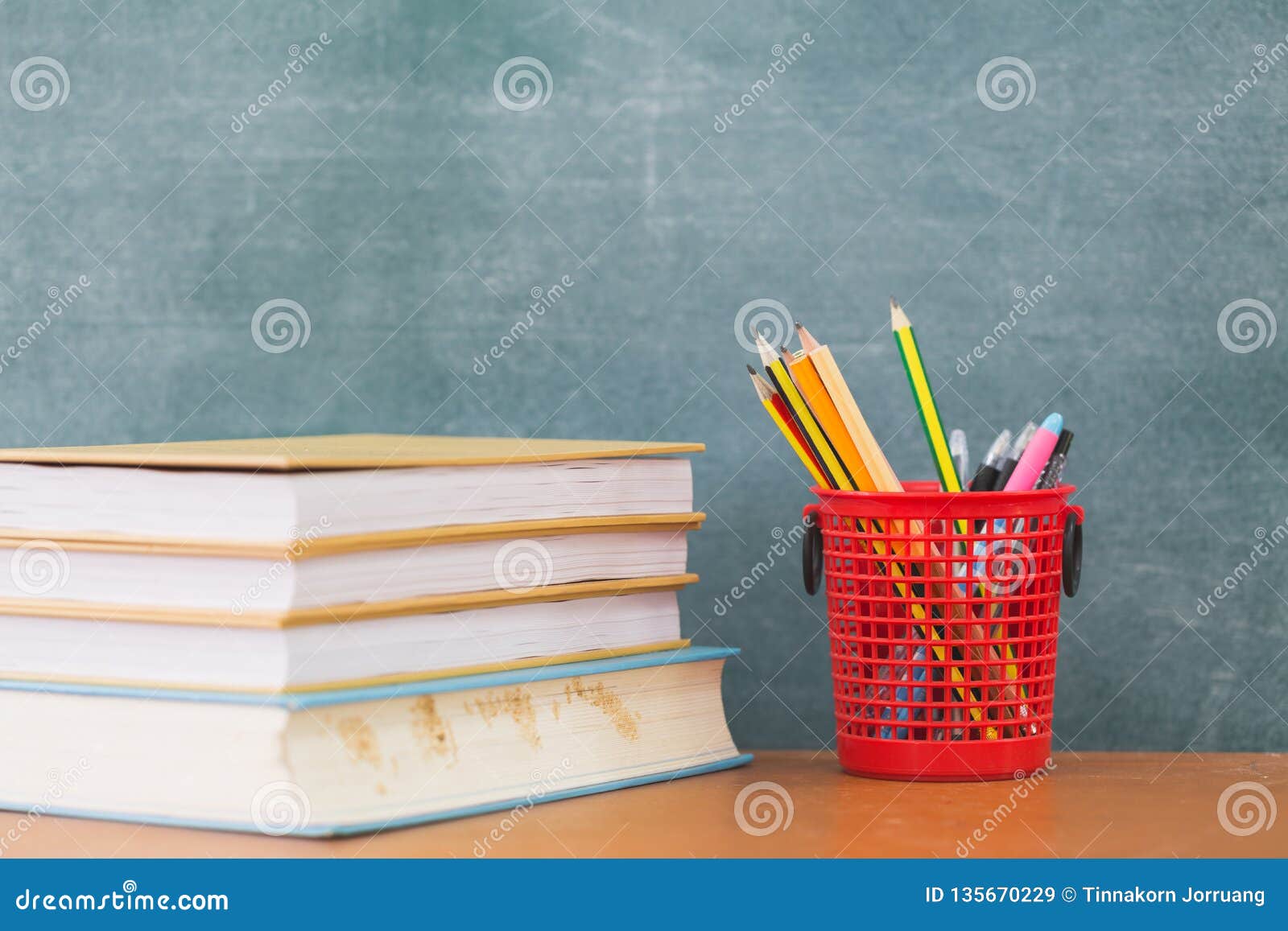 School Books on Desk, Education Concept Stock Image - Image of ...