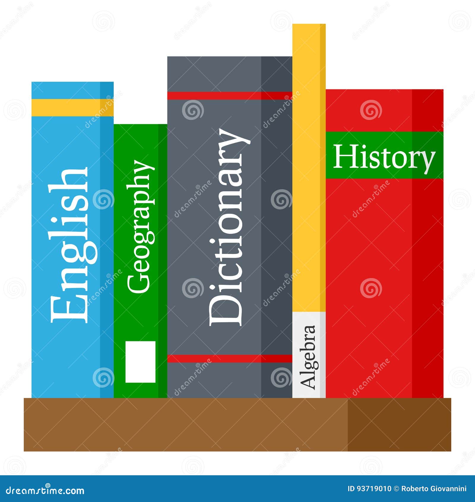 School Books Stand On A Shelf. Vector Illustration On A White ...