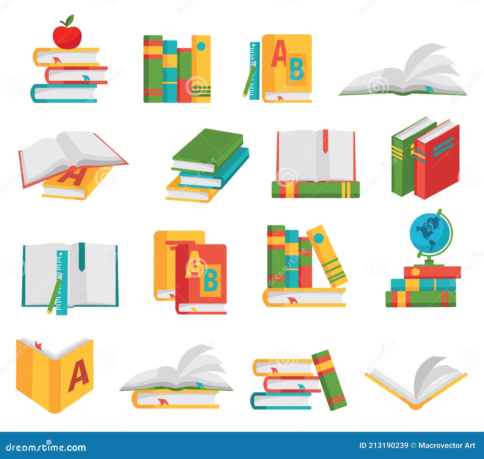 School Books Icon Set stock vector. Illustration of information - 213190239