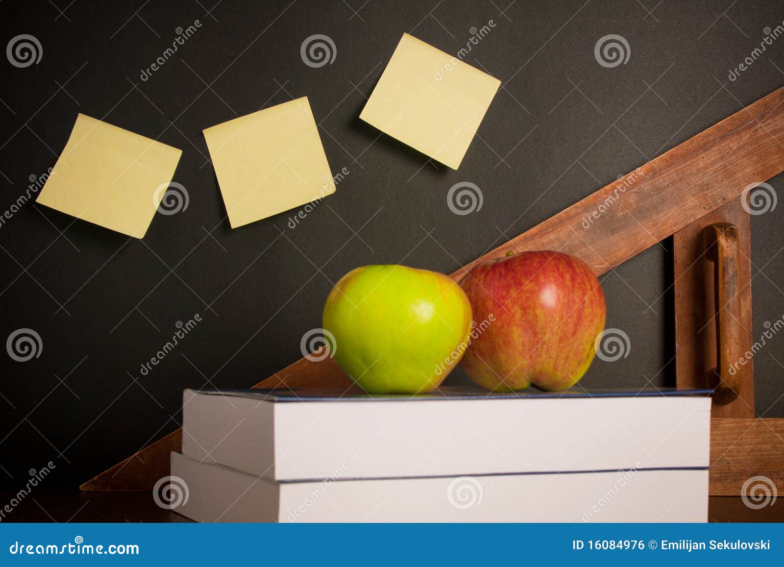 School Books and Notes on Board Stock Photo - Image of board, fruit ...