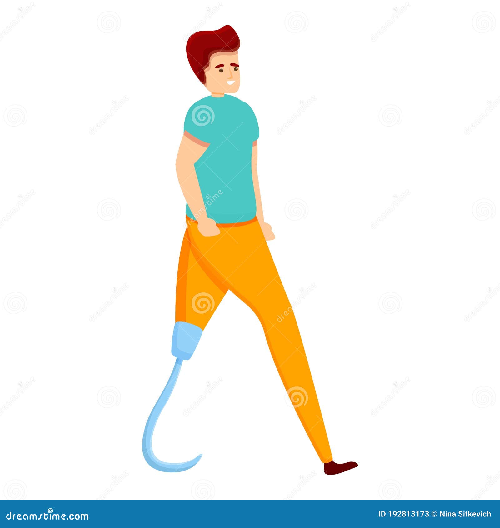 School Boy with Artificial Leg Icon, Cartoon Style Stock Vector ...