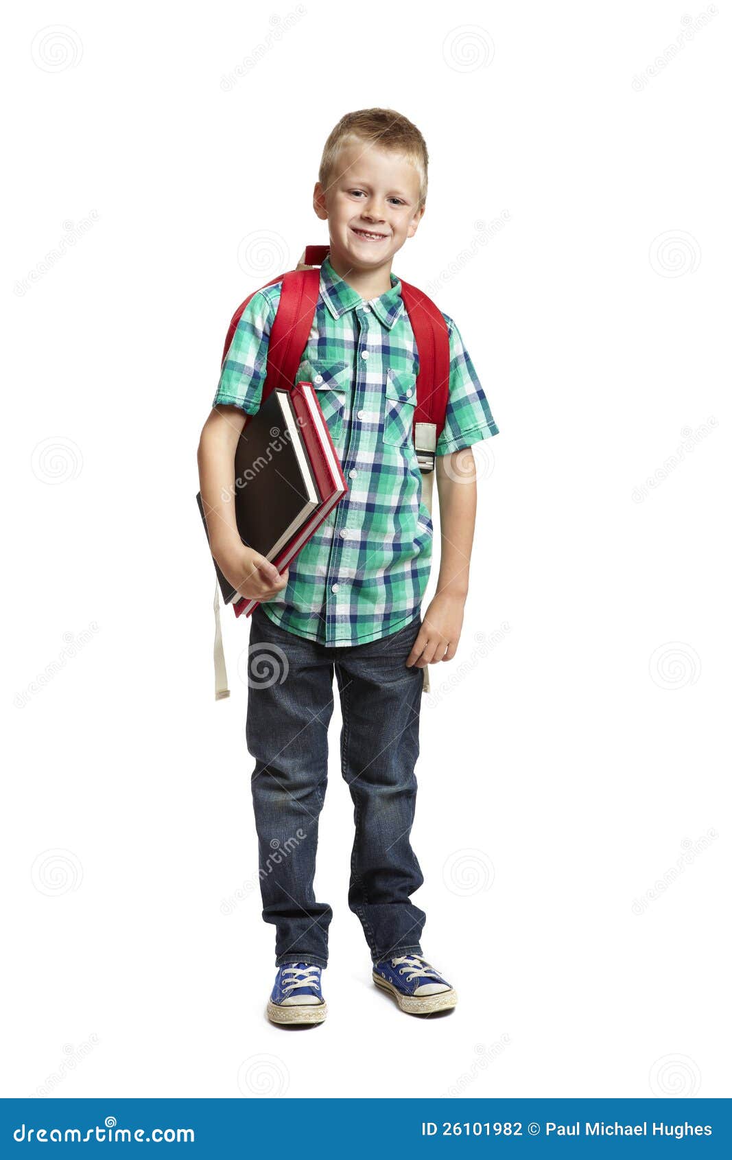 School Boy with Backpack on White Background Stock Photo - Image of ...
