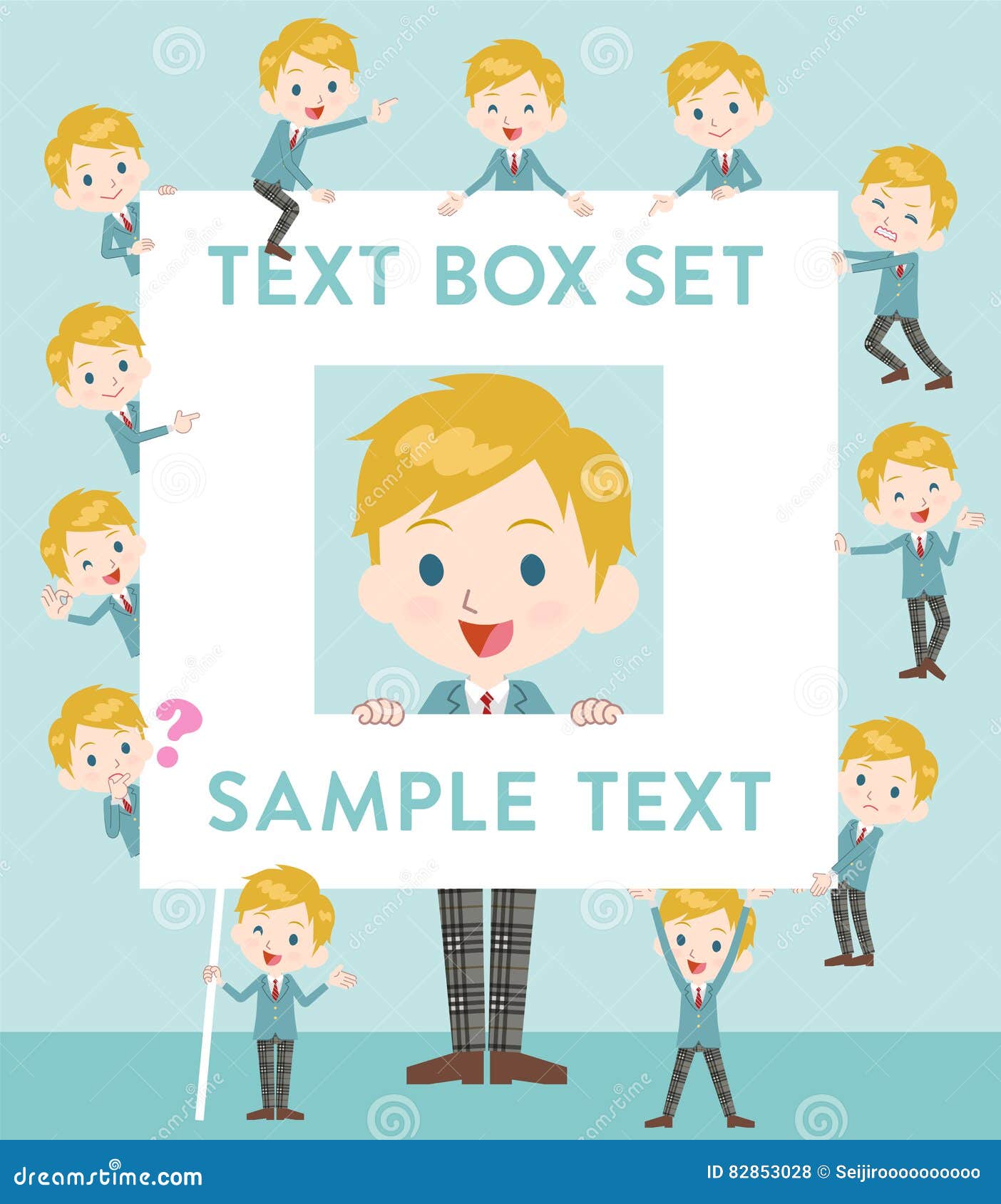 School Boy Caucasian Text Box Stock Vector - Illustration of background ...