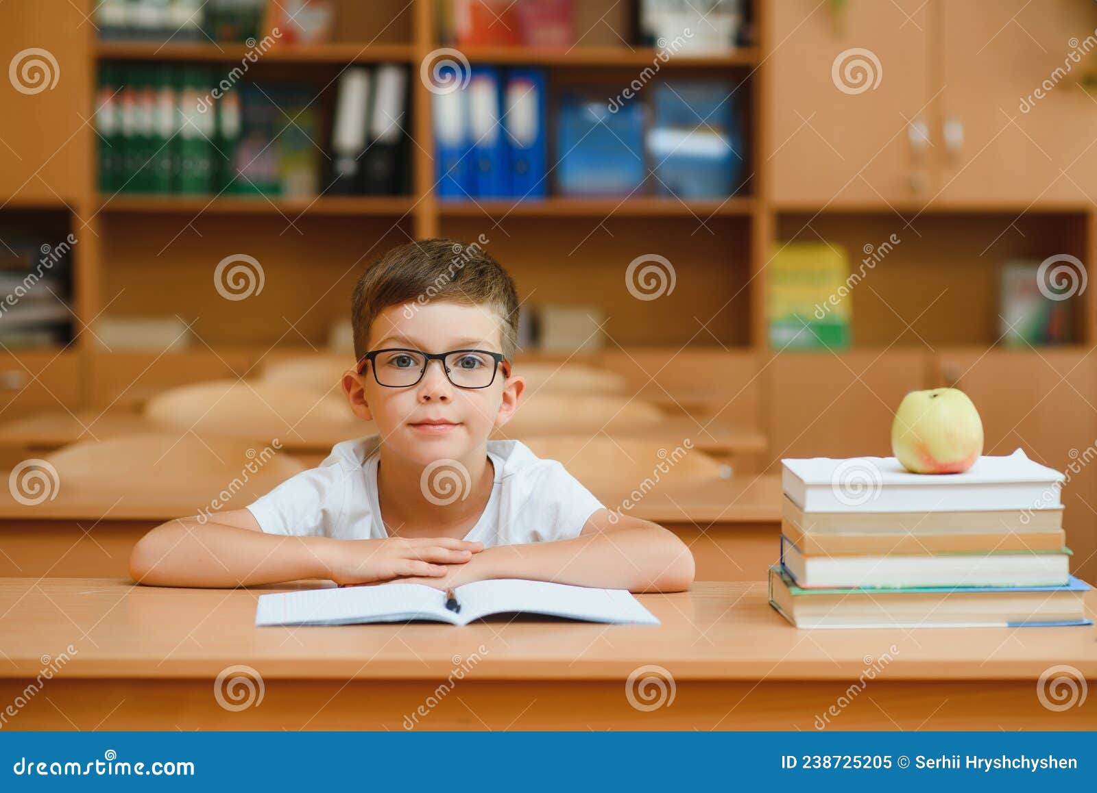 School Boy in Classroom at Lesson Stock Image - Image of girl ...