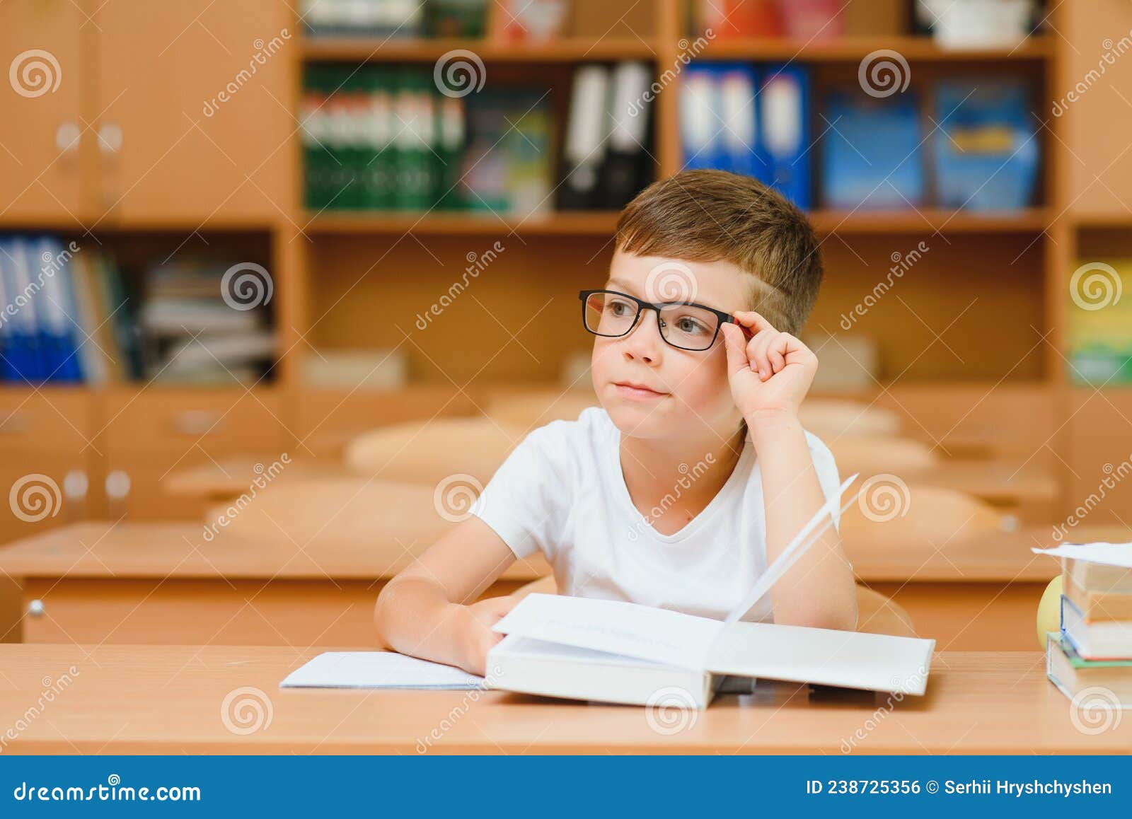 School Boy in Classroom at Lesson Stock Photo - Image of child ...