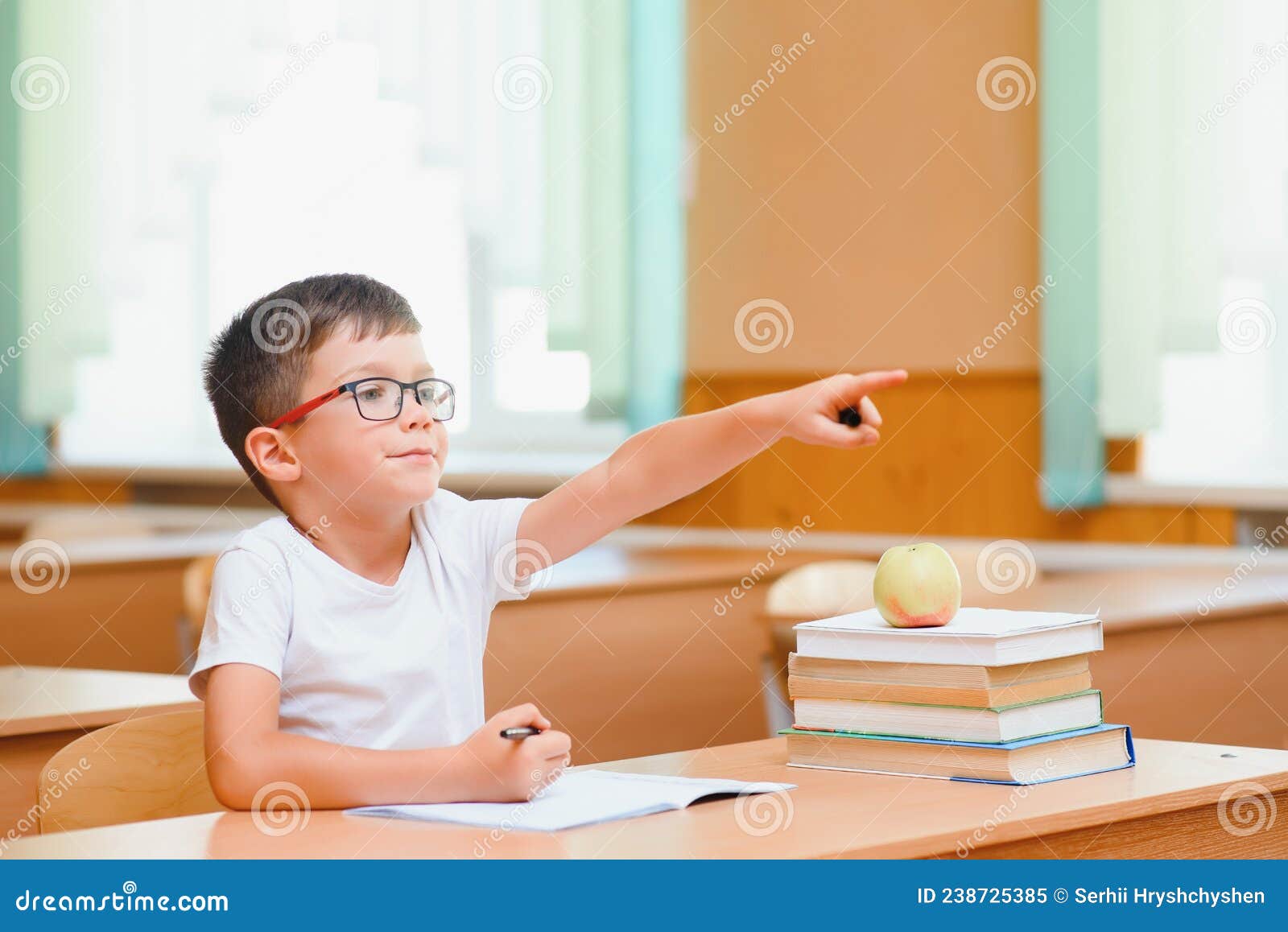 School Boy in Classroom at Lesson Stock Image - Image of answer ...