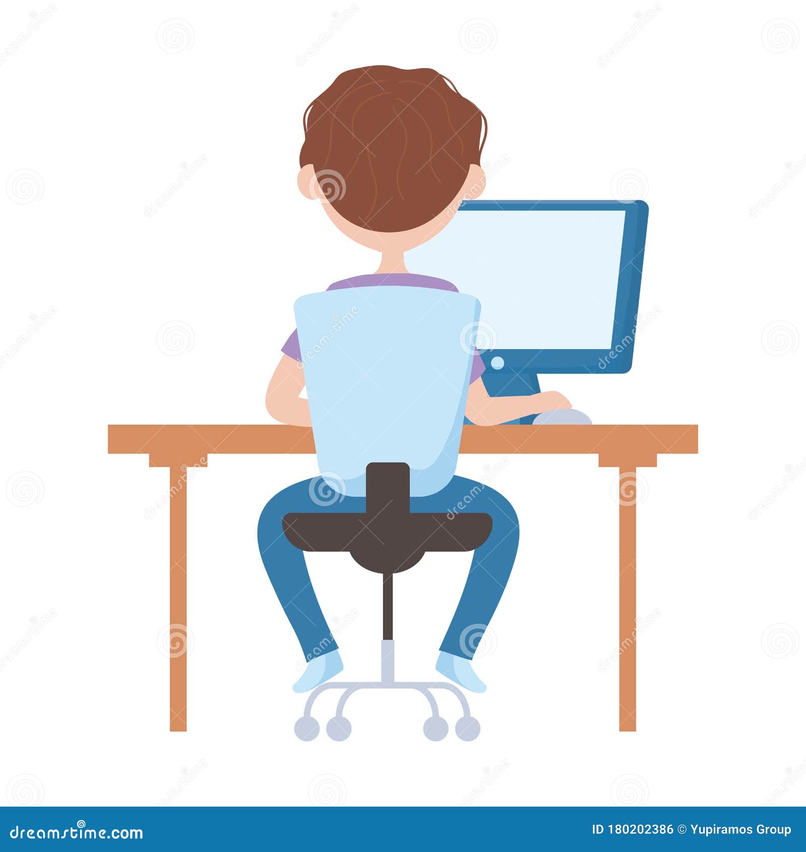 School Boy with Computer and Desk Vector Design Stock Vector ...