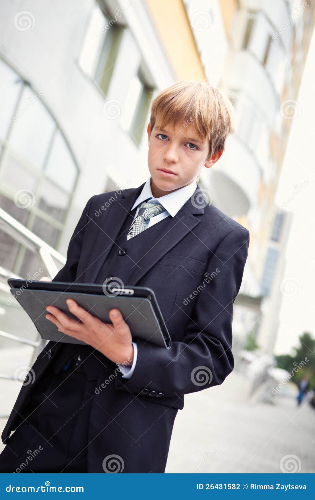 School Boy with Electronic Tablet Stock Photo - Image of adolescent ...