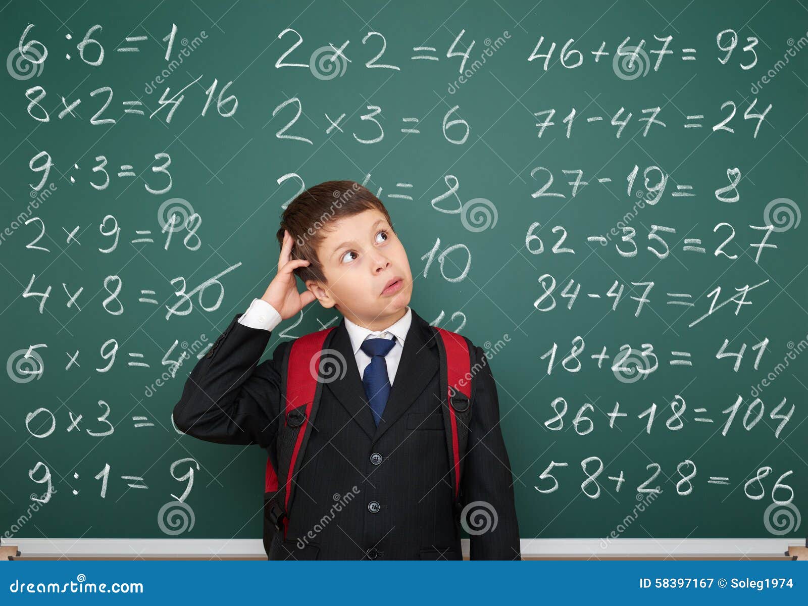 School Boy Exercise Math on Board Stock Image - Image of formula ...