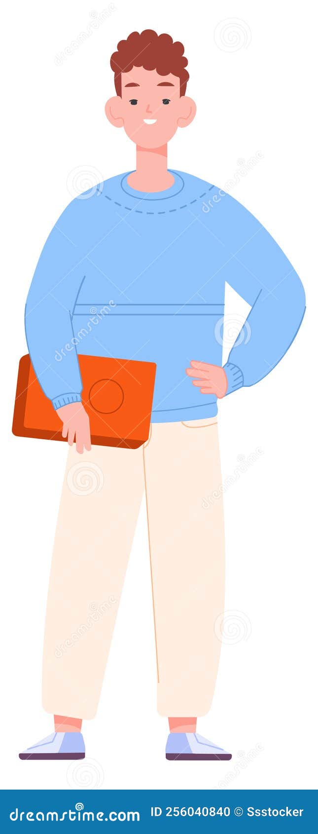 School Boy with File Binder. Happy Kid Student Stock Vector ...