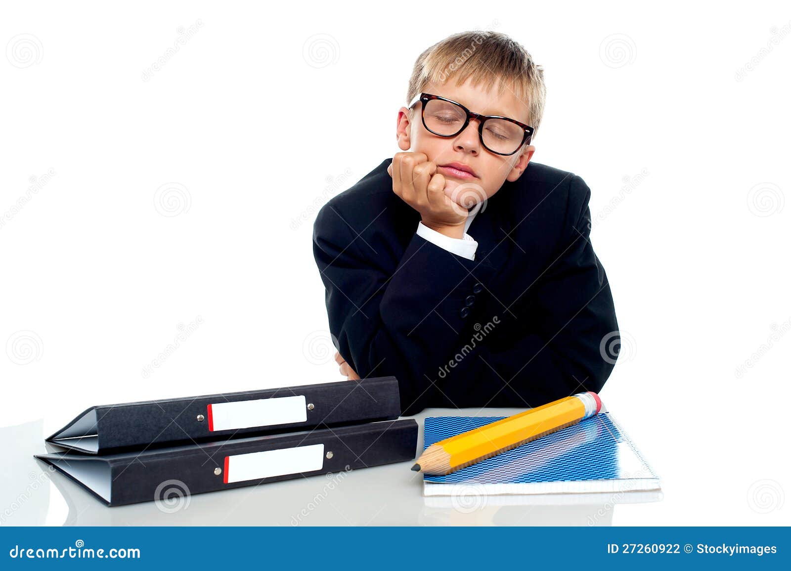 School Boy in Glasses Dozing Off Stock Photo - Image of expression ...