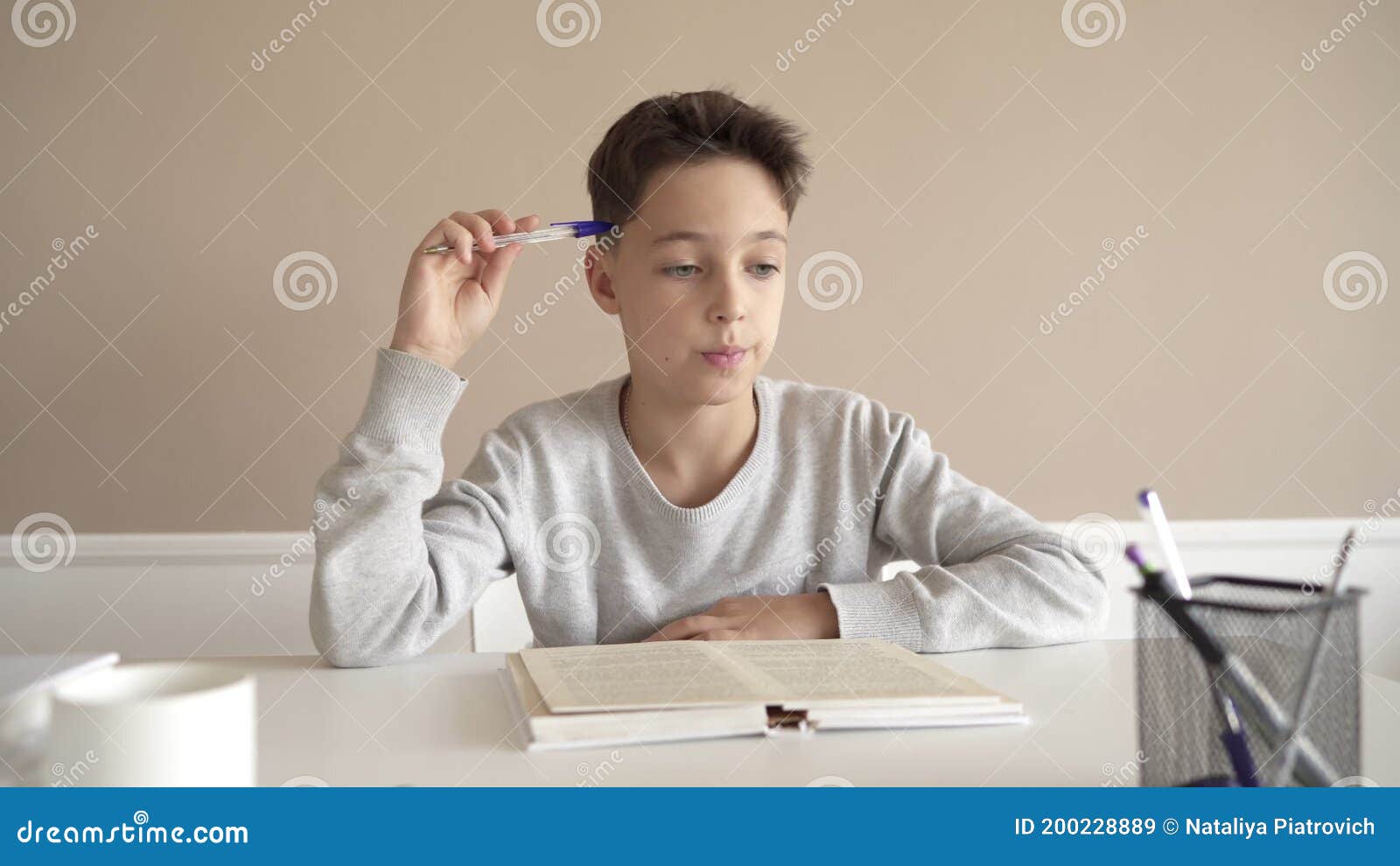 School Boy Having Trouble with His Homework. Stock Video - Video of ...
