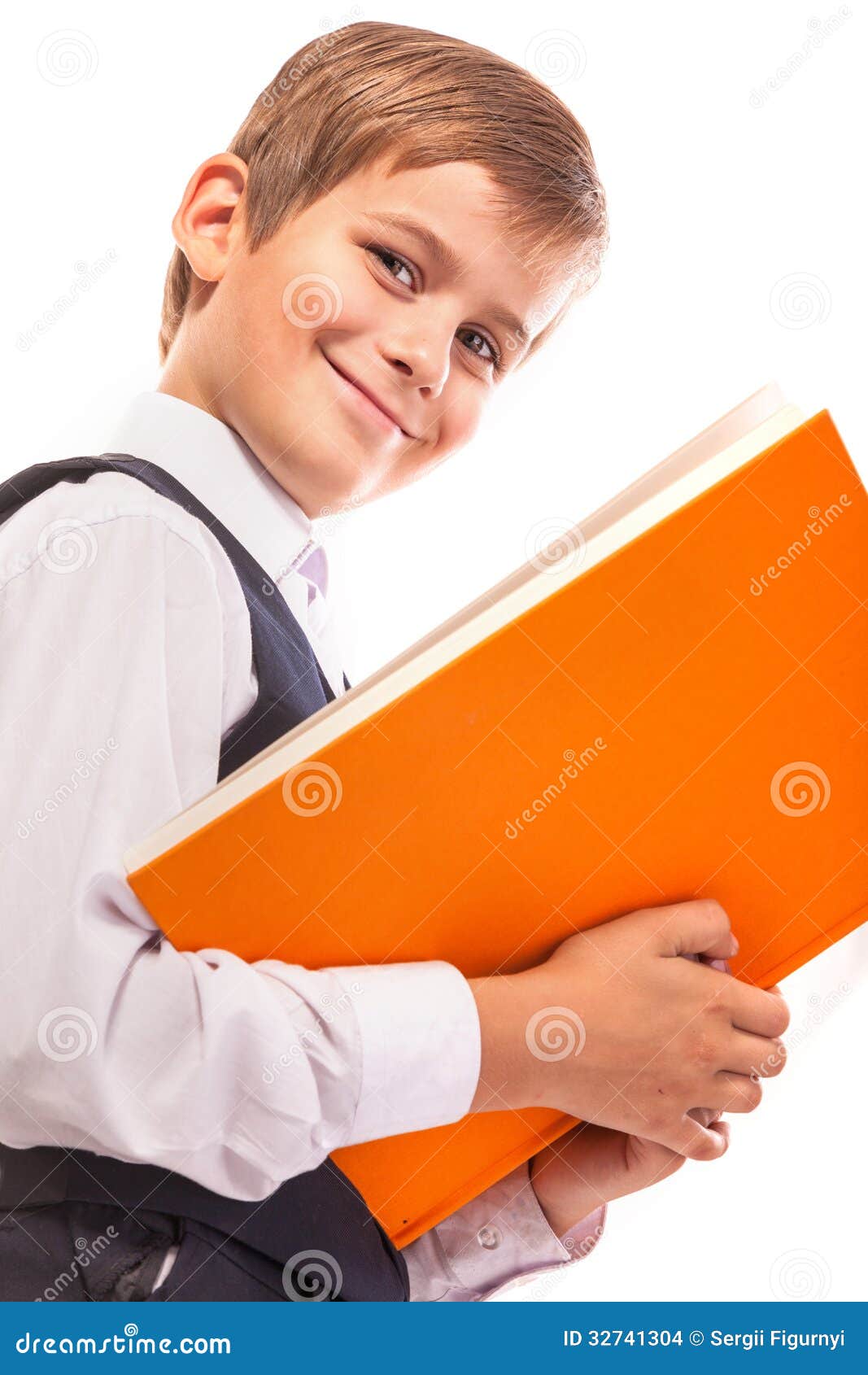 School Boy is Holding a Book Stock Photo - Image of school, cheerful ...