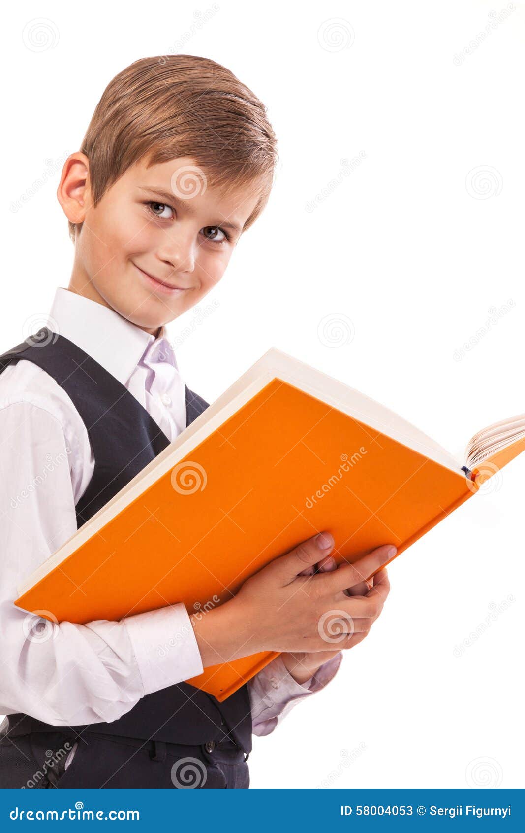 School Boy is Holding a Book Stock Image - Image of classroom, holding ...