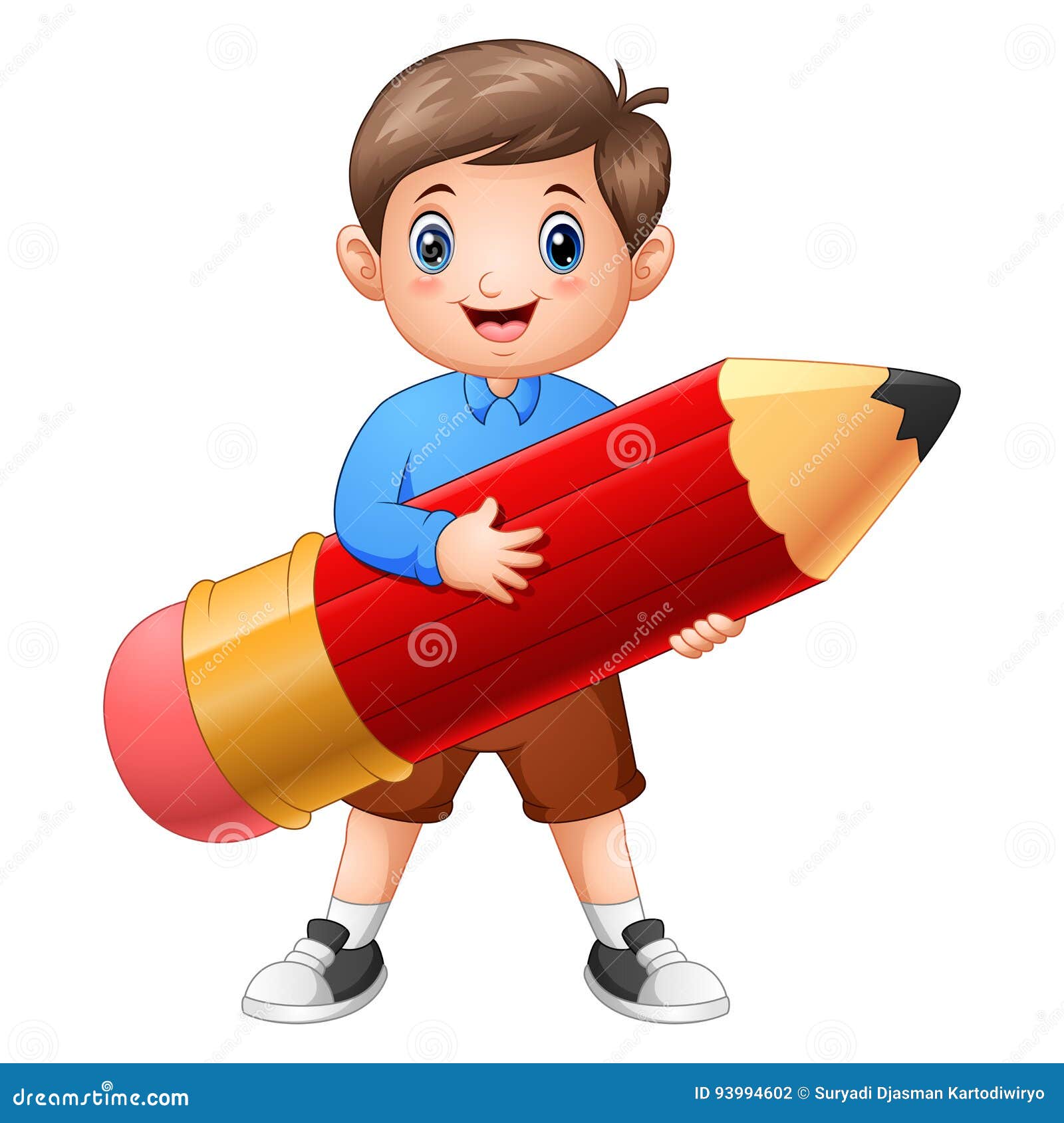 School Boy Holding a Pencil Stock Vector - Illustration of character ...