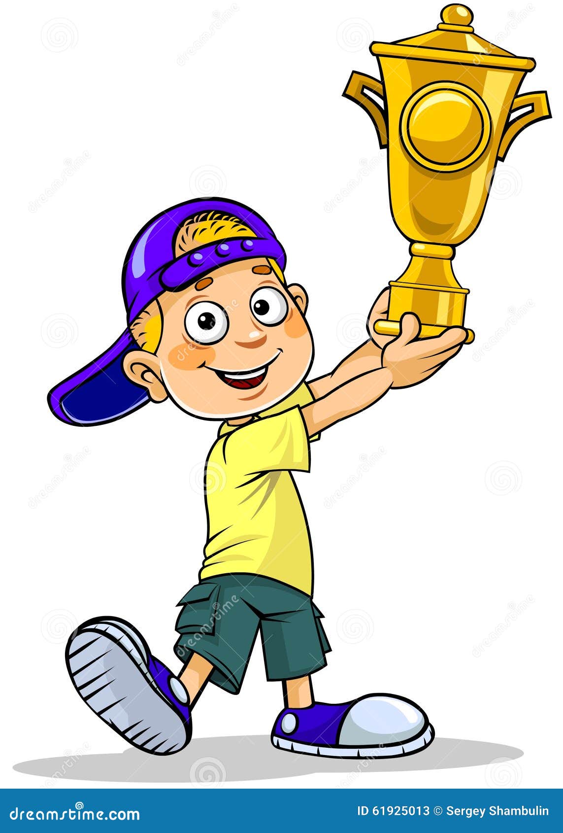 School Boy Holding a Trophy. Stock Vector - Illustration of characters ...