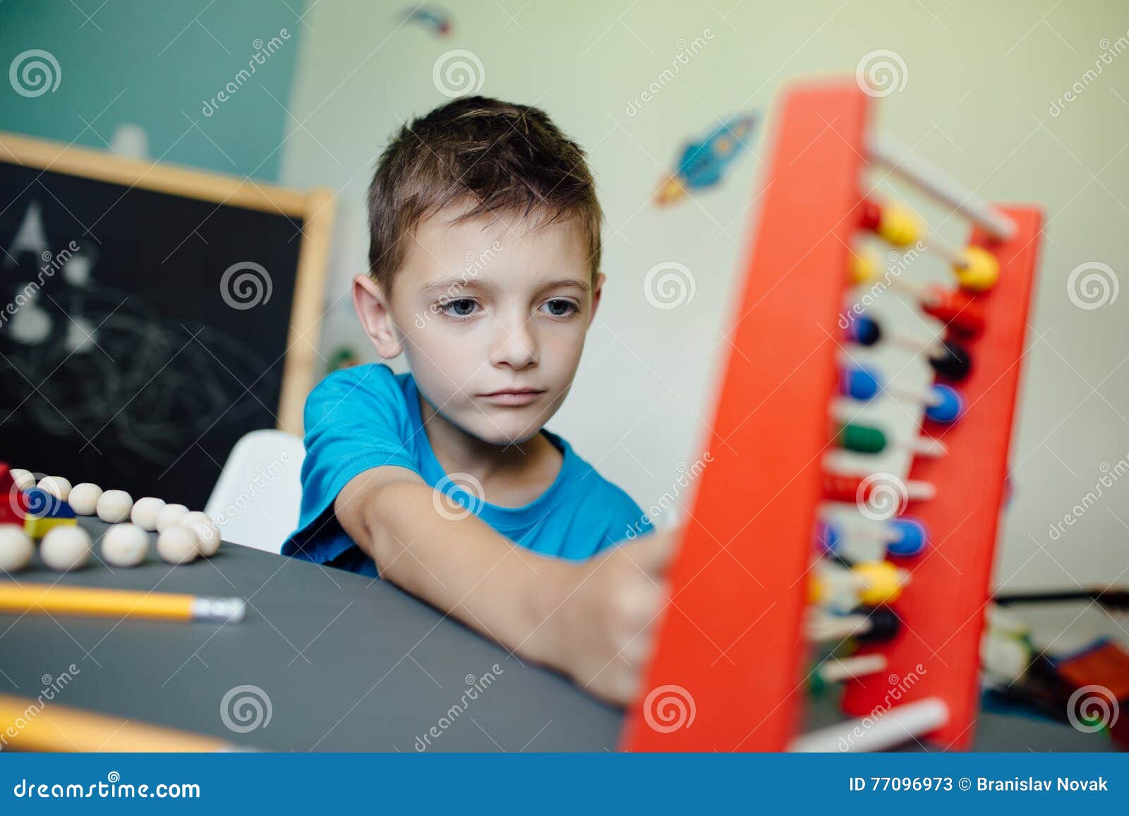 School Boy Learning Maths with an Abacus Stock Image - Image of pupil ...