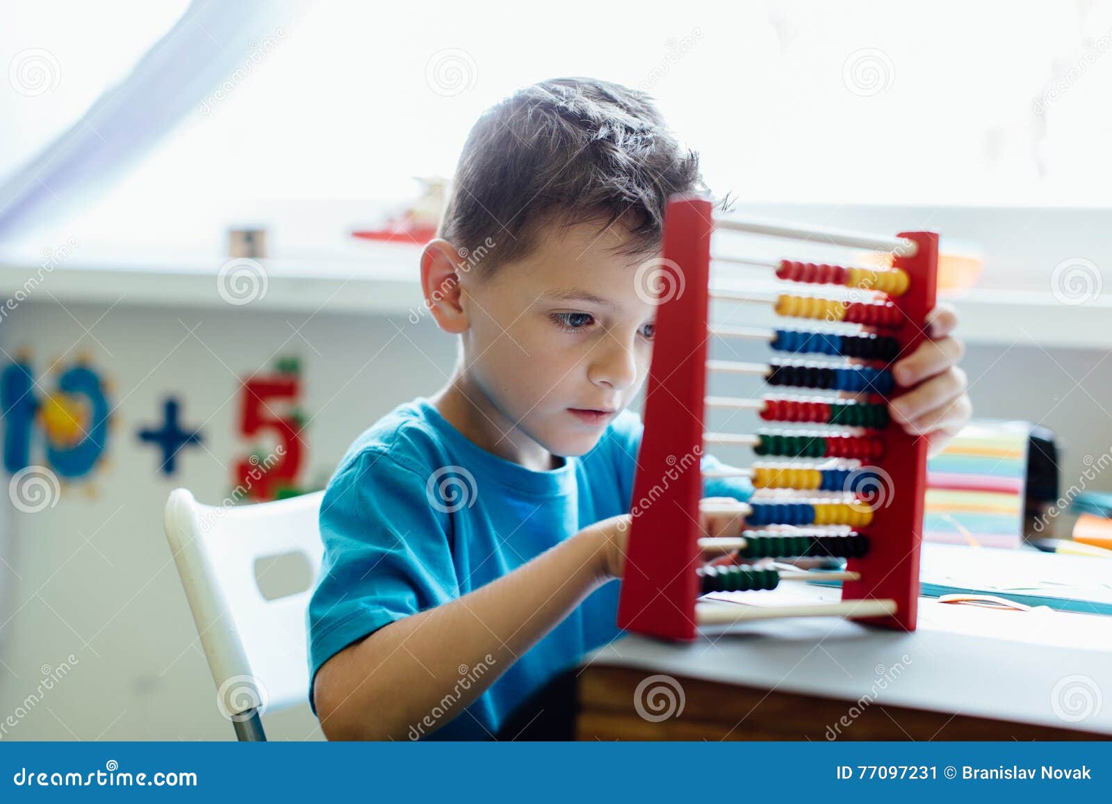 School Boy Learning Maths with an Abacus Stock Image - Image of math ...