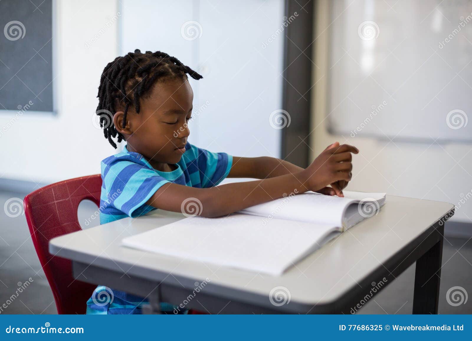 School Boy Memorizing the Lesson in Classroom Stock Image - Image of ...