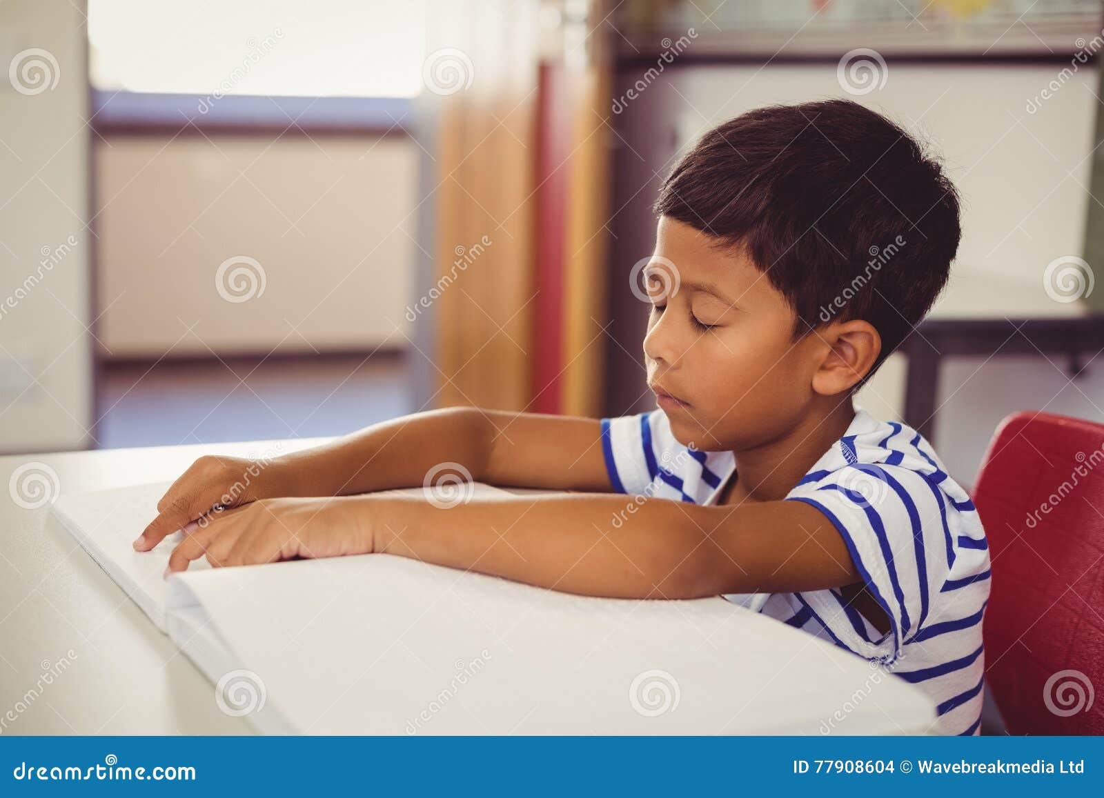 School Boy Memorizing the Lesson in Classroom Stock Photo - Image of ...
