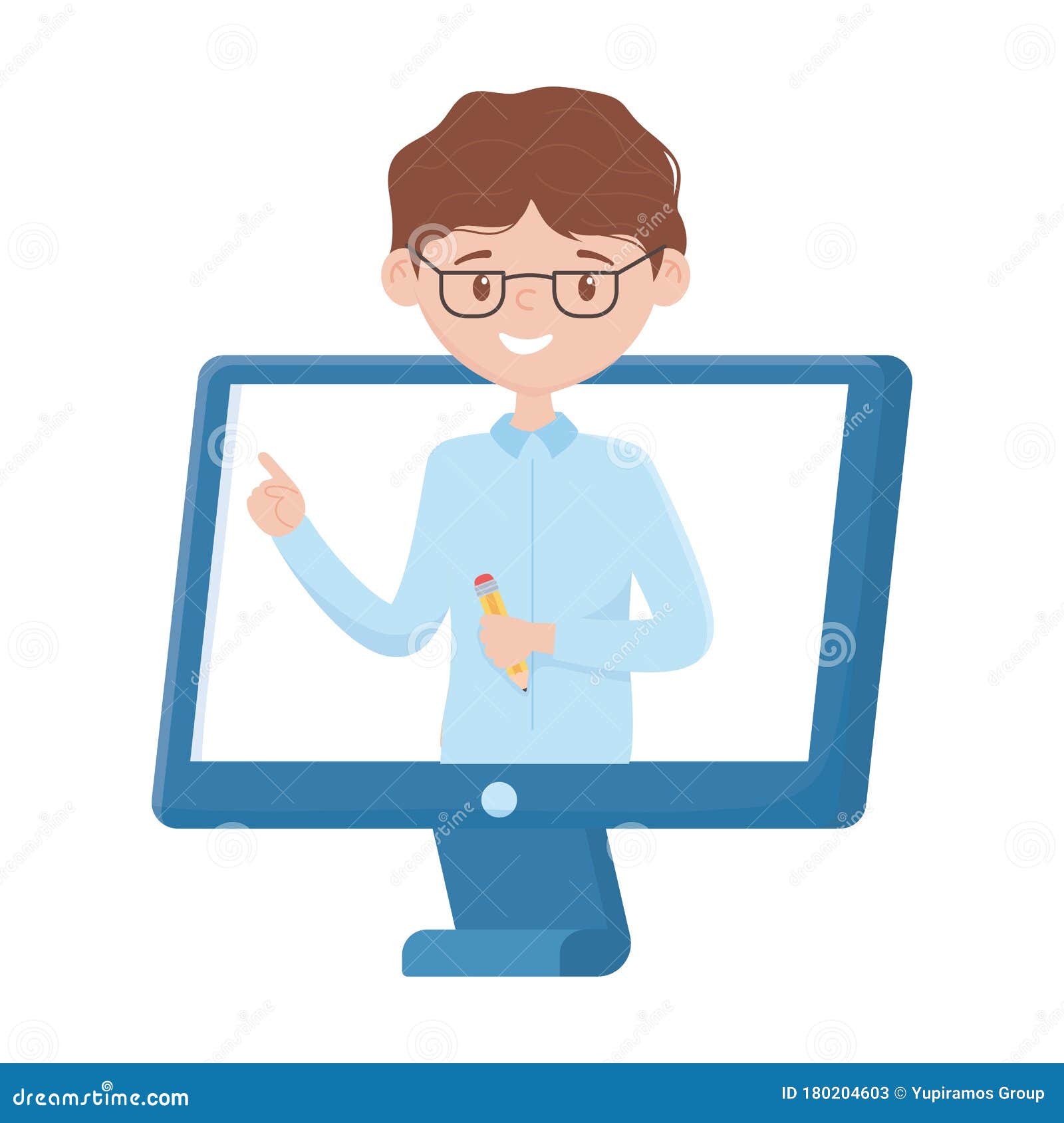 School Boy with Pencil and Computer Vector Design Stock Vector ...