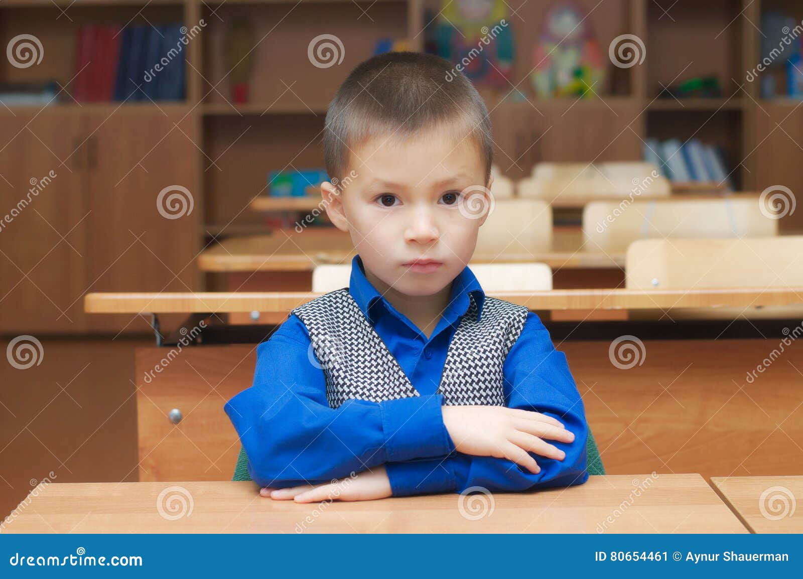 School Boy Sitting in Classroom Stock Image - Image of school ...