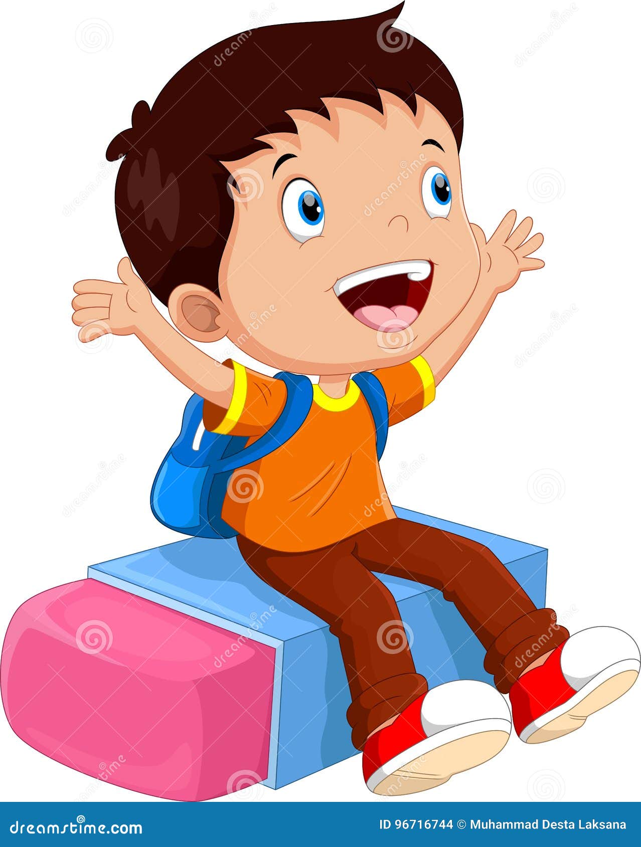 School Boy Sitting on an Eraser Stock Illustration - Illustration of ...