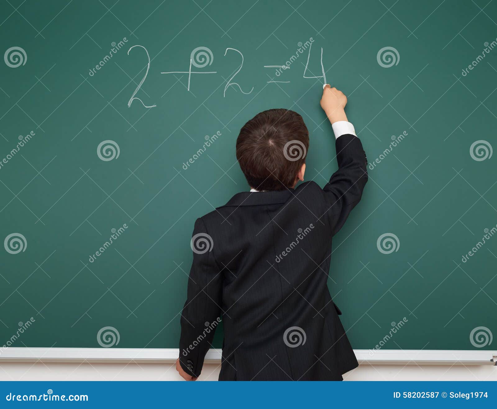 School Boy Solve Math on School Board Stock Image - Image of learning ...