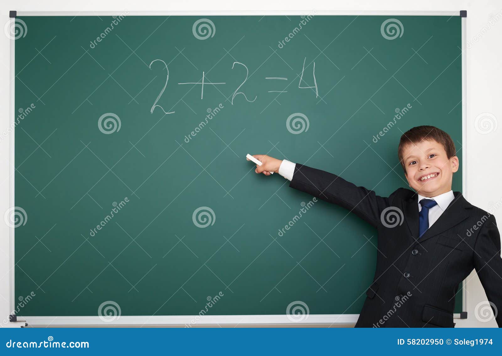 School Boy Solve Math on School Board Stock Photo - Image of error ...