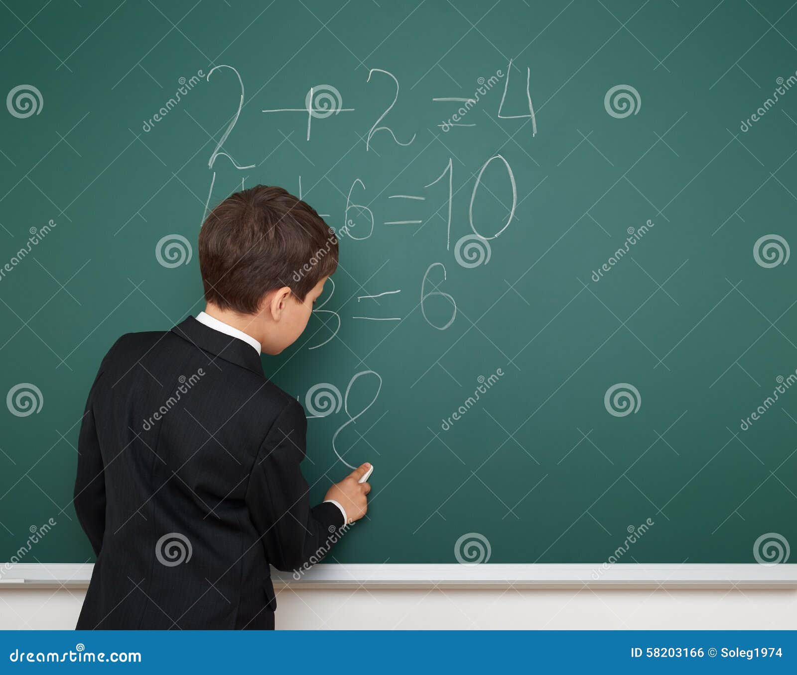 School Boy Solve Math on School Board Stock Photo - Image of knowledge ...
