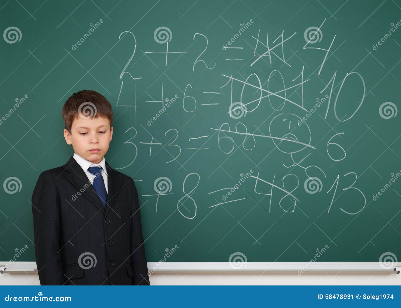 School Boy Solve Math on School Board Stock Image - Image of lesson ...
