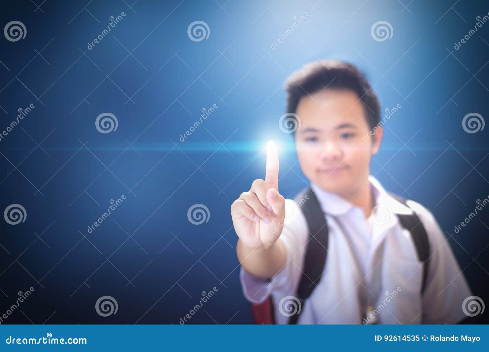 School Boy Student Selecting Using Index Finger. Stock Image - Image of ...