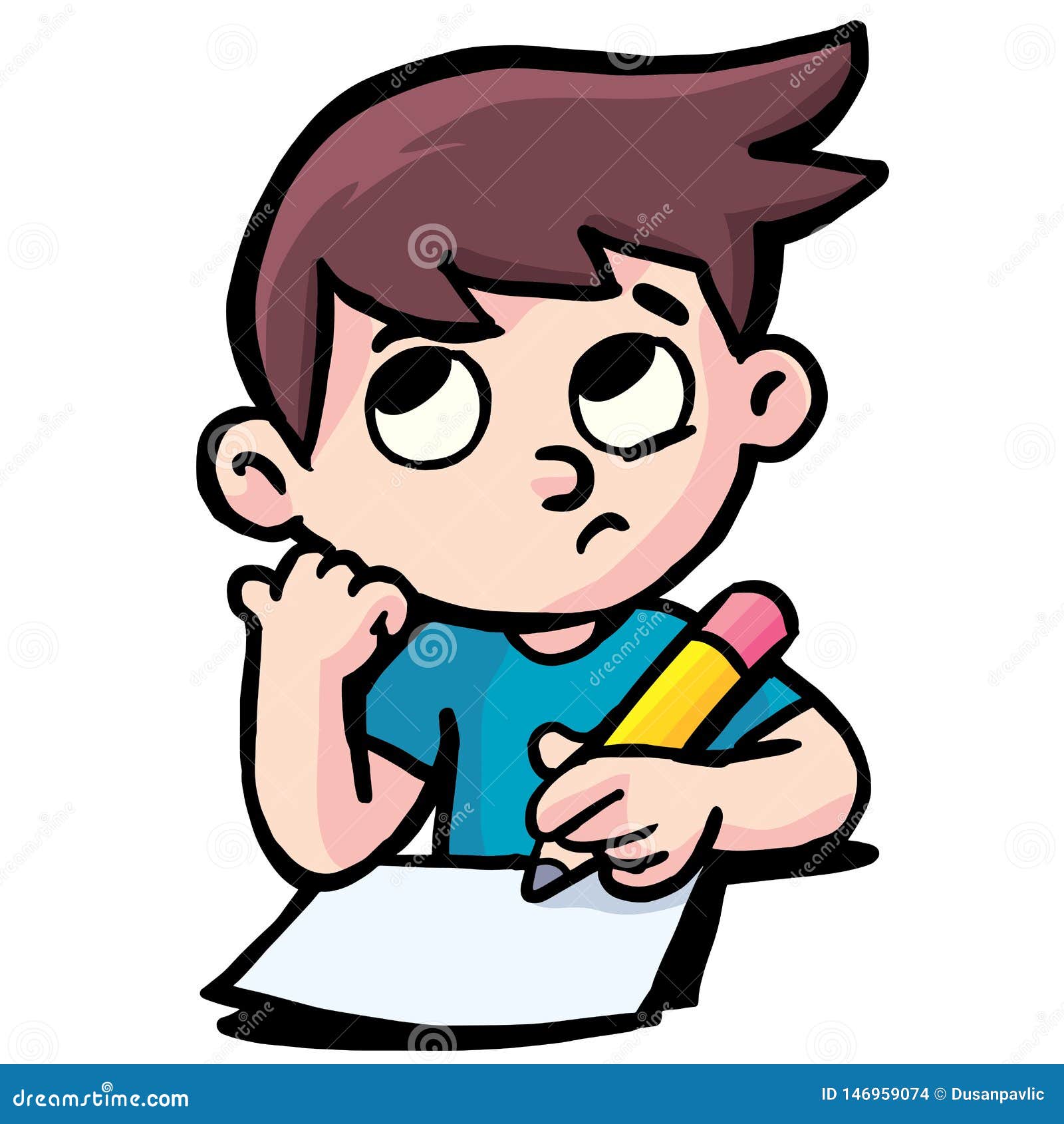 Cartoon Kids Taking A Test